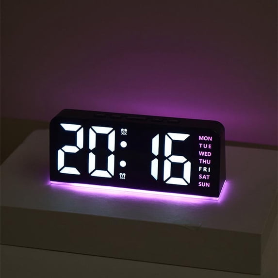 Large LED Digital Alarm Clock, Multifunctional Desk Clock with Ambient ...