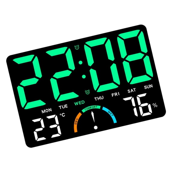 Large LED Digital Clock With Indoor Temperature Humidities Monitor ...