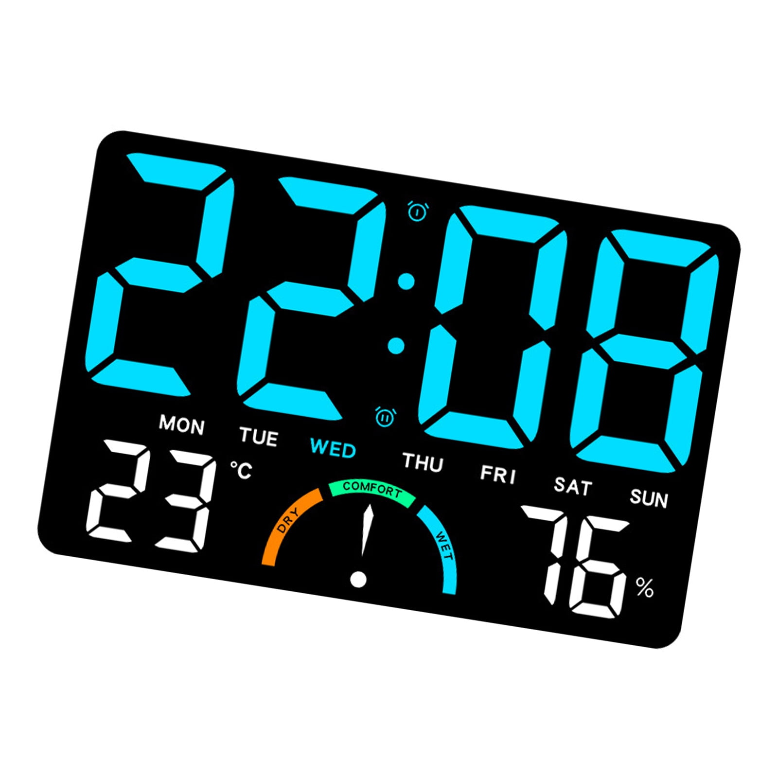 Large LED Digital Clock With Indoor Temperature Humidities Monitor ...
