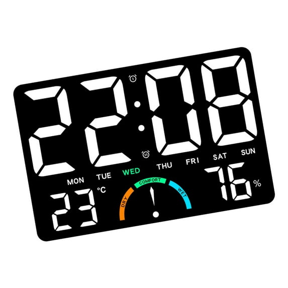 Large LED Digital Clock With Indoor Temperature Humidities Monitor ...