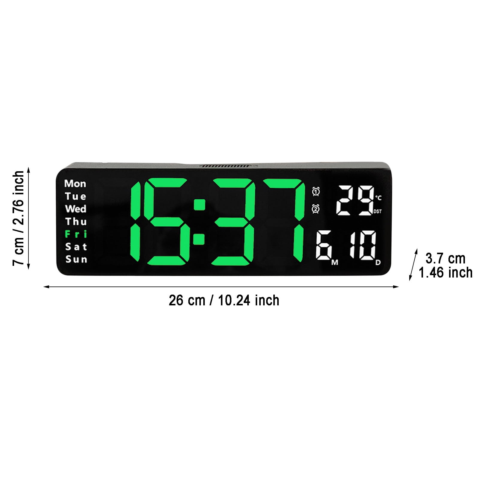 Large LED Digital Wall Clock Temperature Date Day Display USB Remote ...