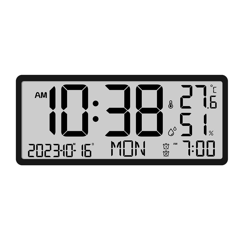 Large LED Digital Wall Clock with Temperature Humidity Display ...