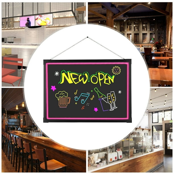 Large LED Message Writing Board 16"x24" Erasable Neon Effect Menu Sign ...