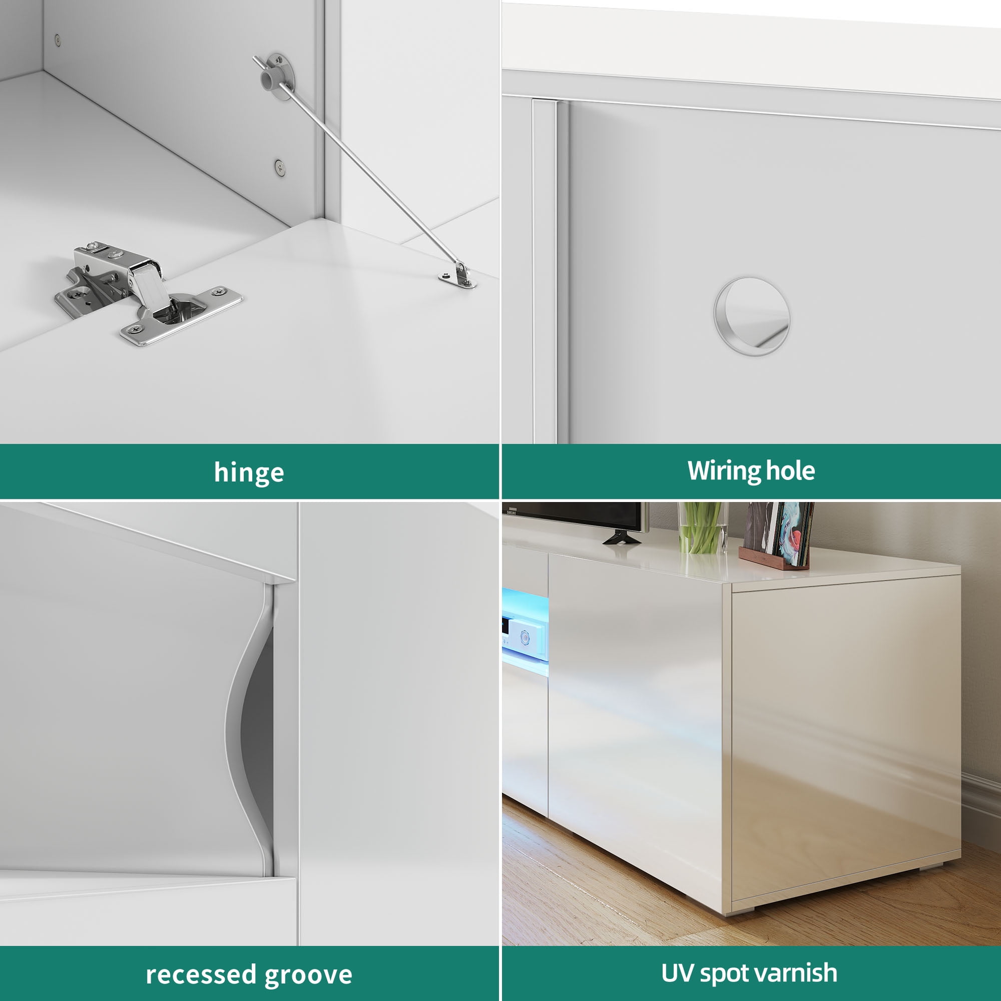 Large LED TV stand for 85 inch TVs High Glossy TV Media Center with 2 ...