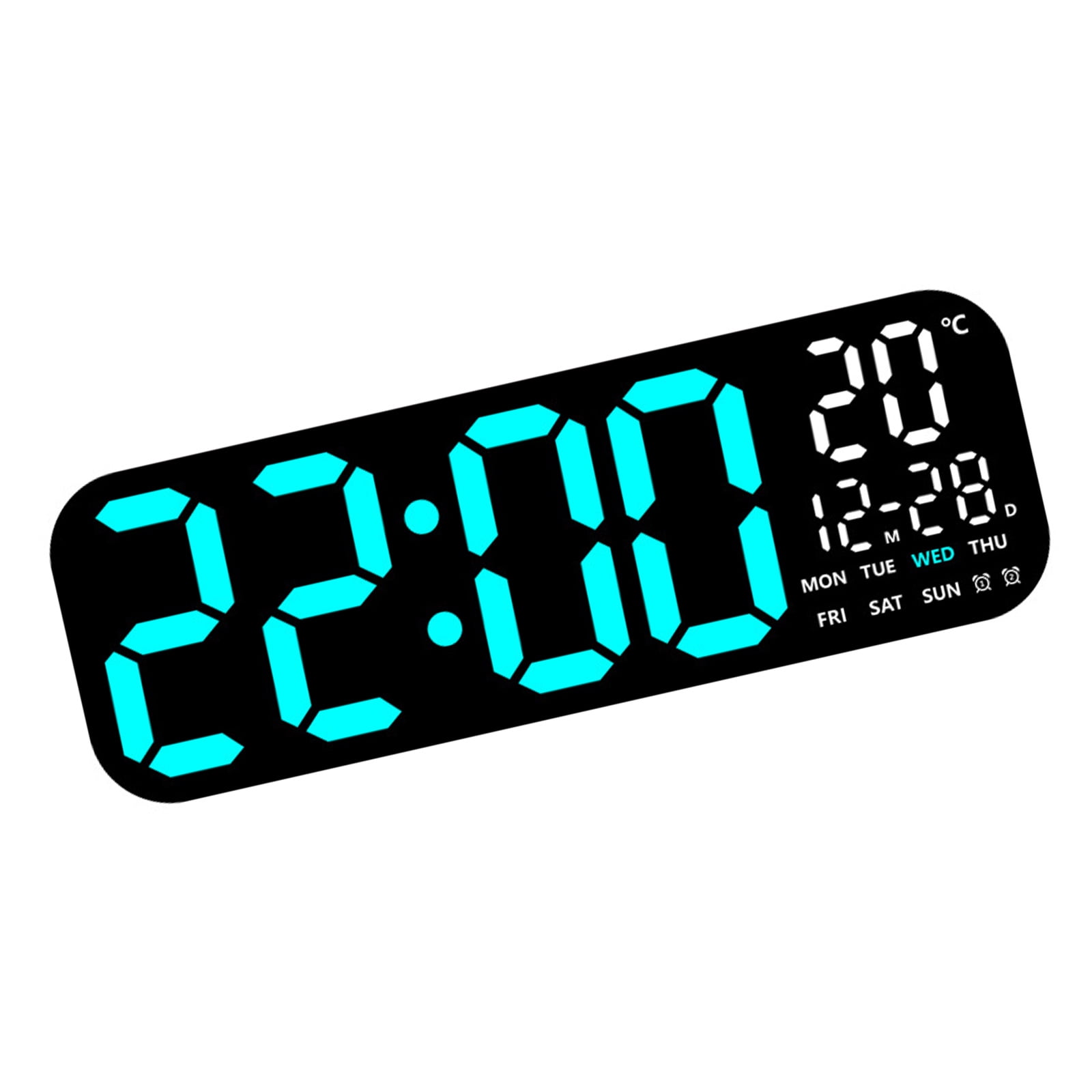 Stylish Large LED Wall Clock with Remote Control Temperature Display ...