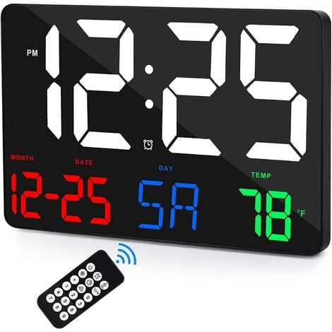 Large LED digital clock remote control clock with adjustable brightness ...