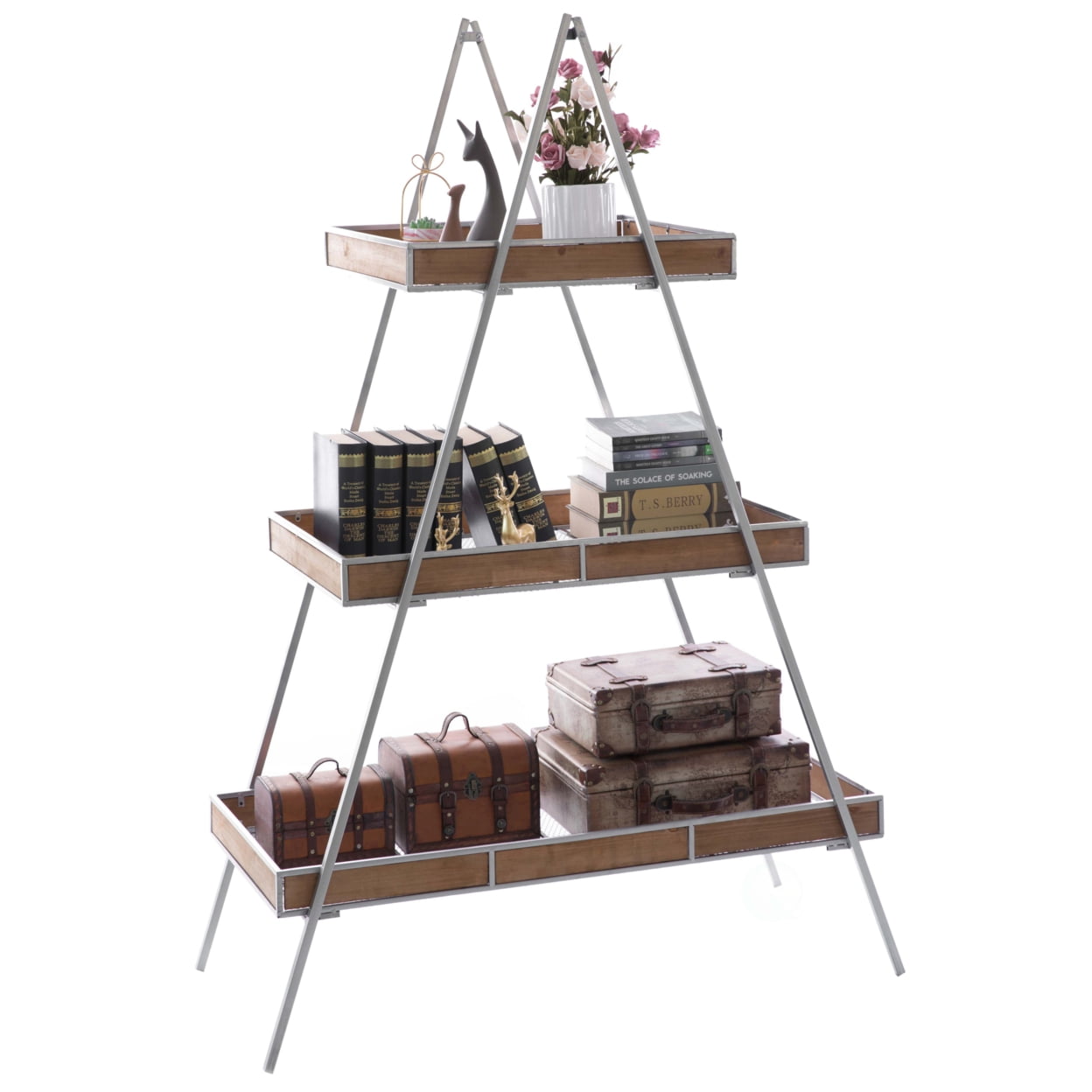 Large Ladder Triangular 3 Tier Metal Display Shelving Server Rack ...