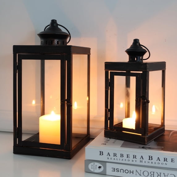 Large Lantern Decorative Outdoor & Indoor, Set of 2 (14’’&10’’) Metal ...
