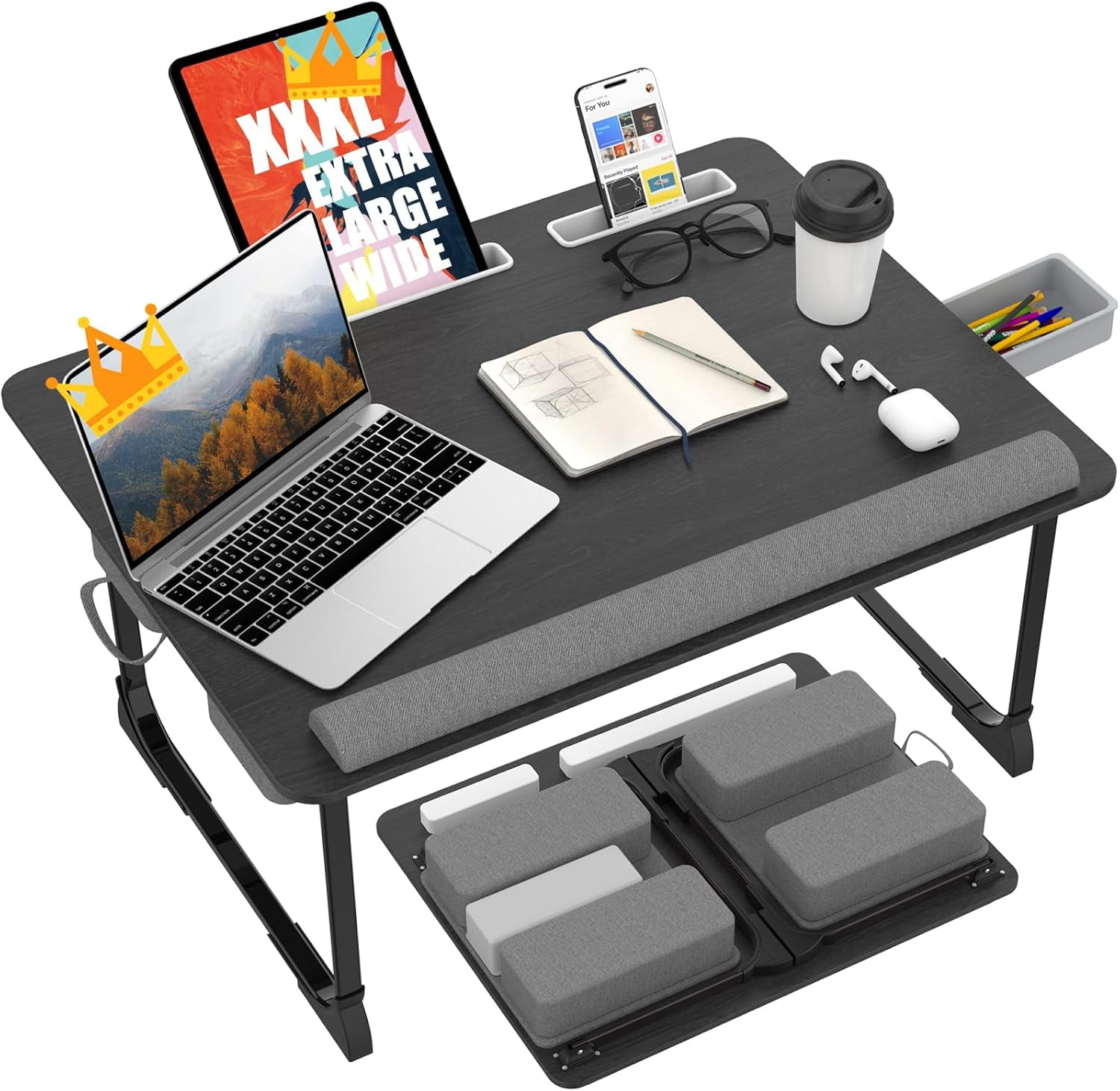 Large Lap Desk, XXXL 26.4x20 Extra Large Laptop Tray, Multifunctional ...