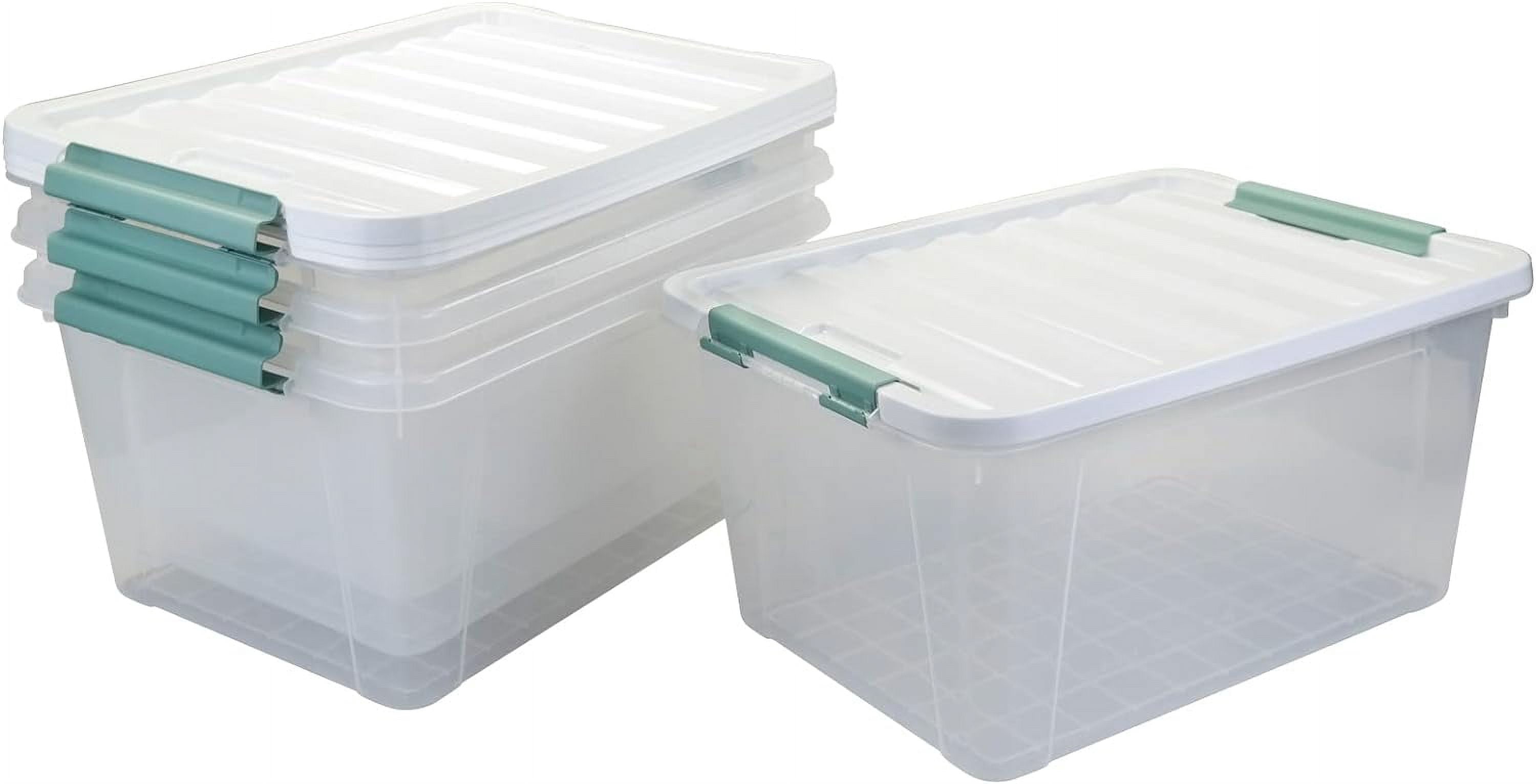 Large Latching Storage Box, 4-pack 35 Quart Clear Plastic Storage Bin ...