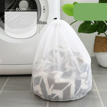 Mainstays Heavy-Duty Black Polyester Mesh Laundry Bag with Carry Strap ...