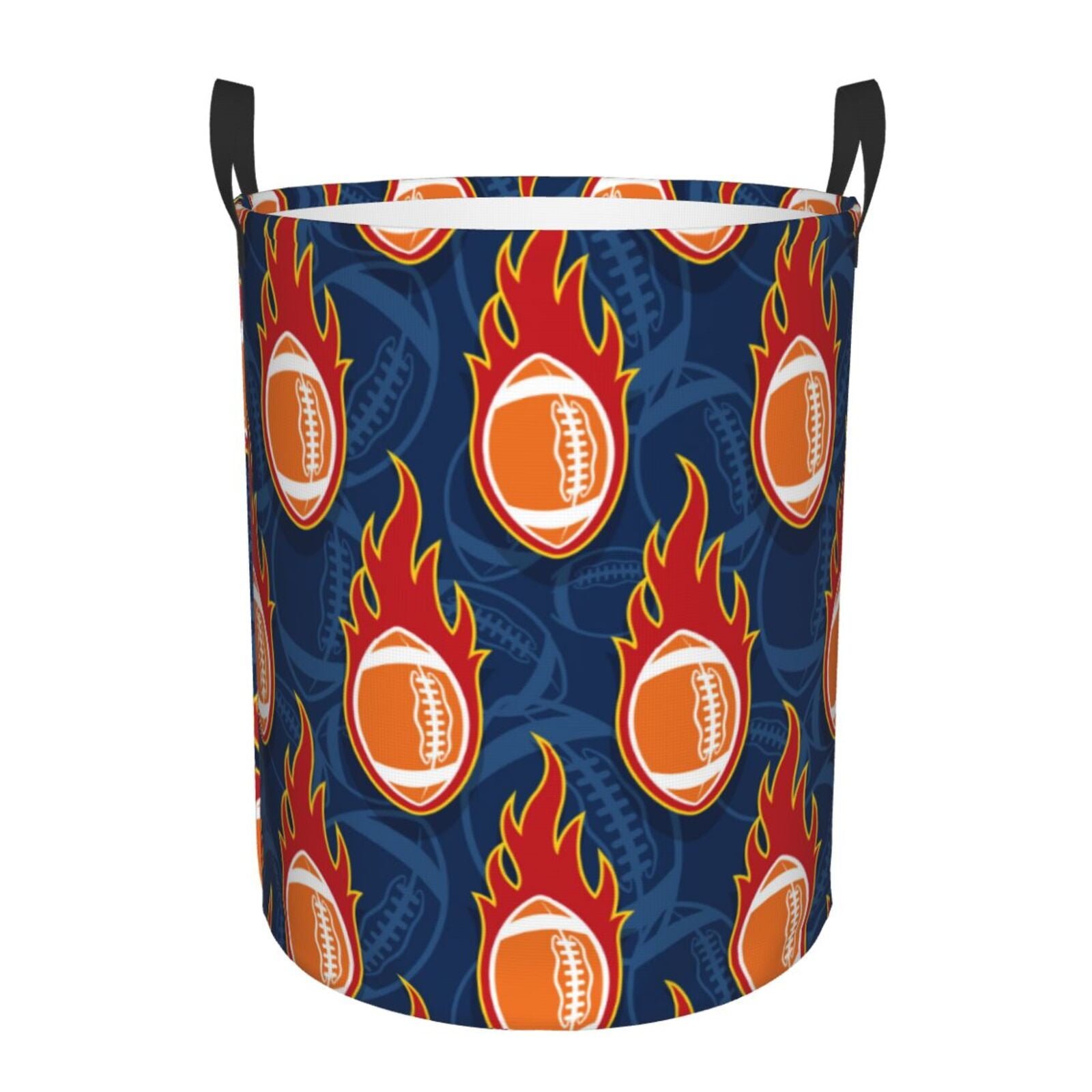 Large Laundry Basket with Handles - American Football Fire Flames Baby ...