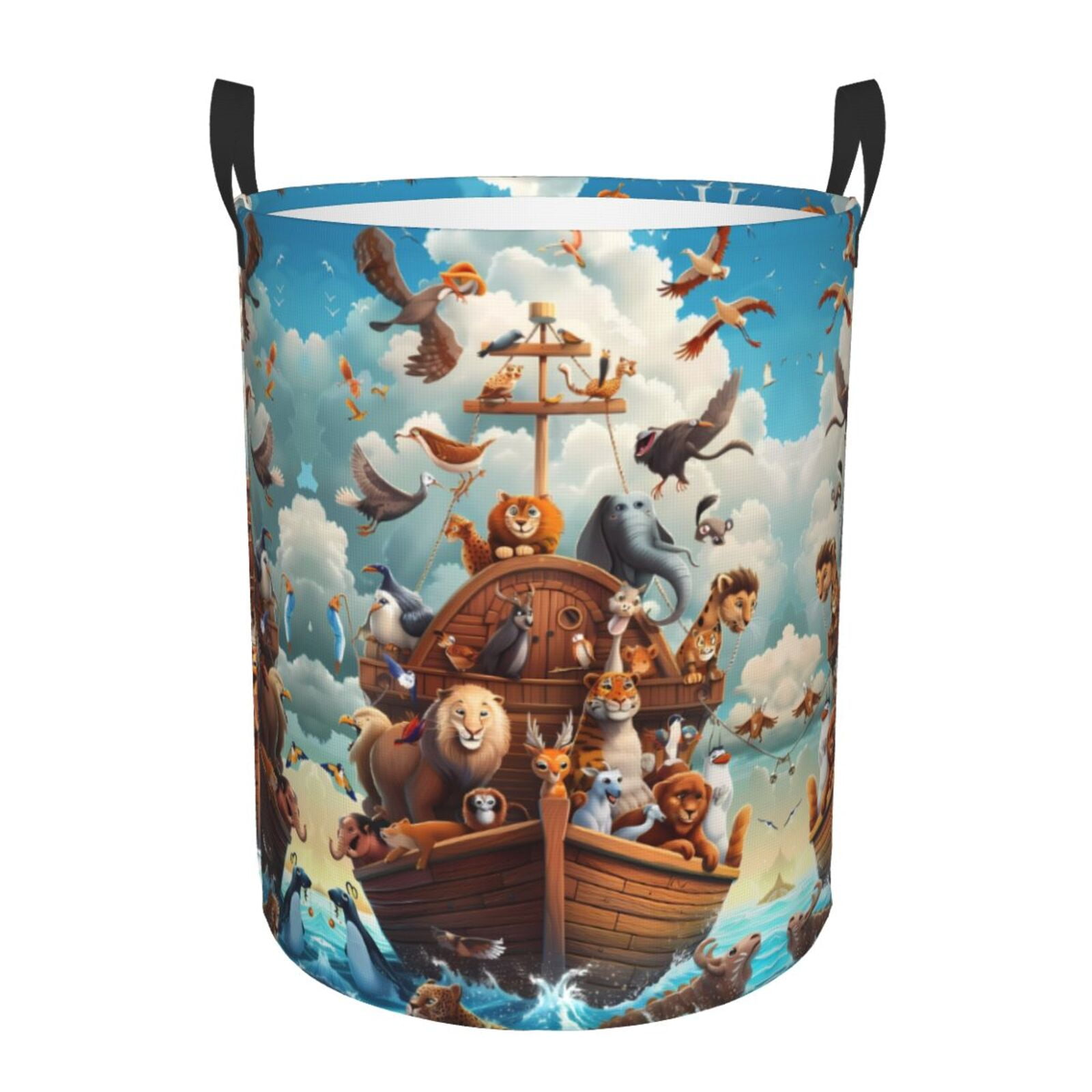 Large Laundry Basket with Handles - Animal Filled Noahs Ark Kids Baby ...