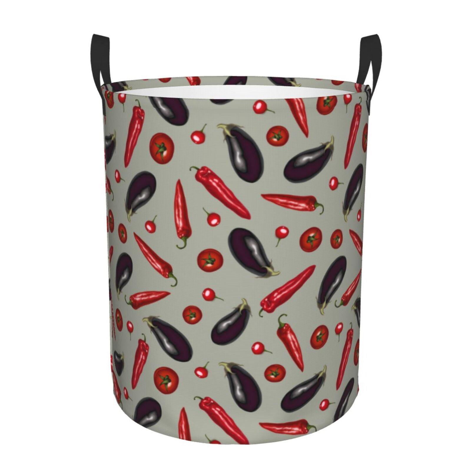 Large Laundry Basket with Handles - Chili Tomato Eggplant Kids Baby ...