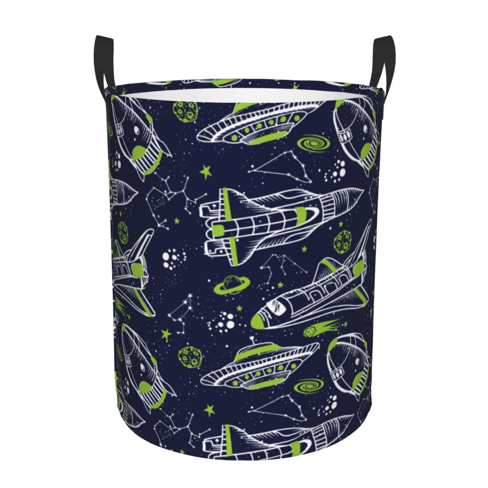 Large Laundry Basket with Handles - Hand Drawn Rockets Kids Baby Dirty ...