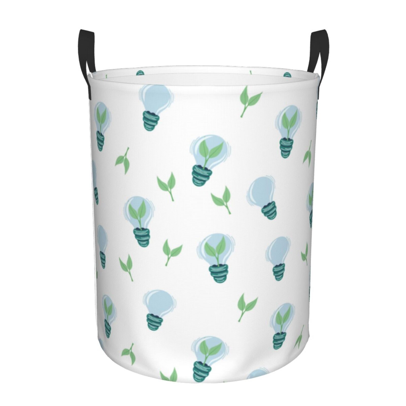 Large Laundry Basket with Handles - Light Bulb Pattern leaf Kids Baby ...