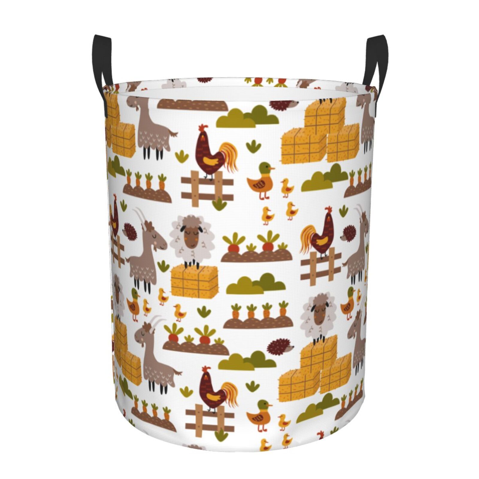 Large Laundry Basket with Handles - Sheep Chicken Carrot Hedgehog Duck ...