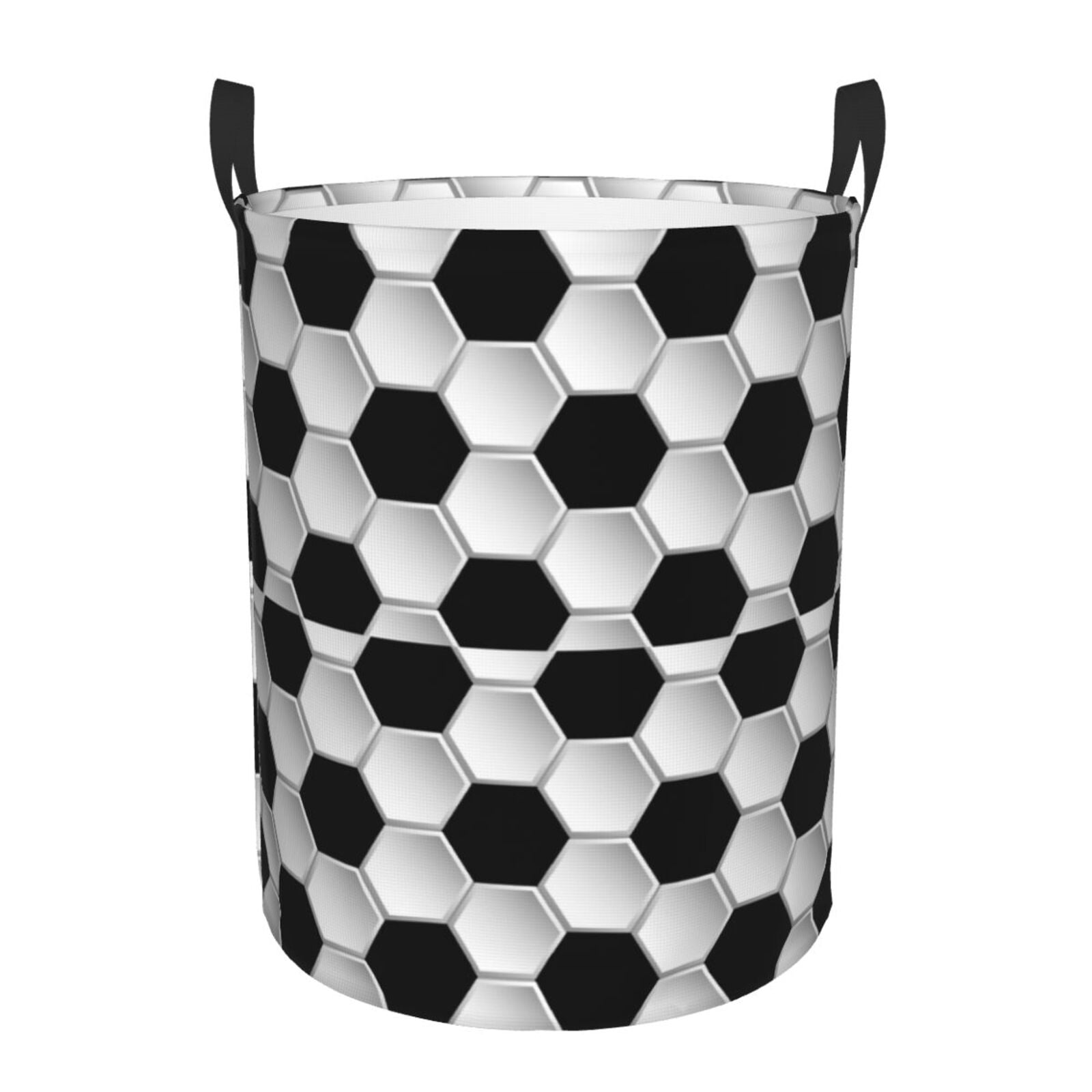Large Laundry Basket with Handles - Soccer football black white print ...