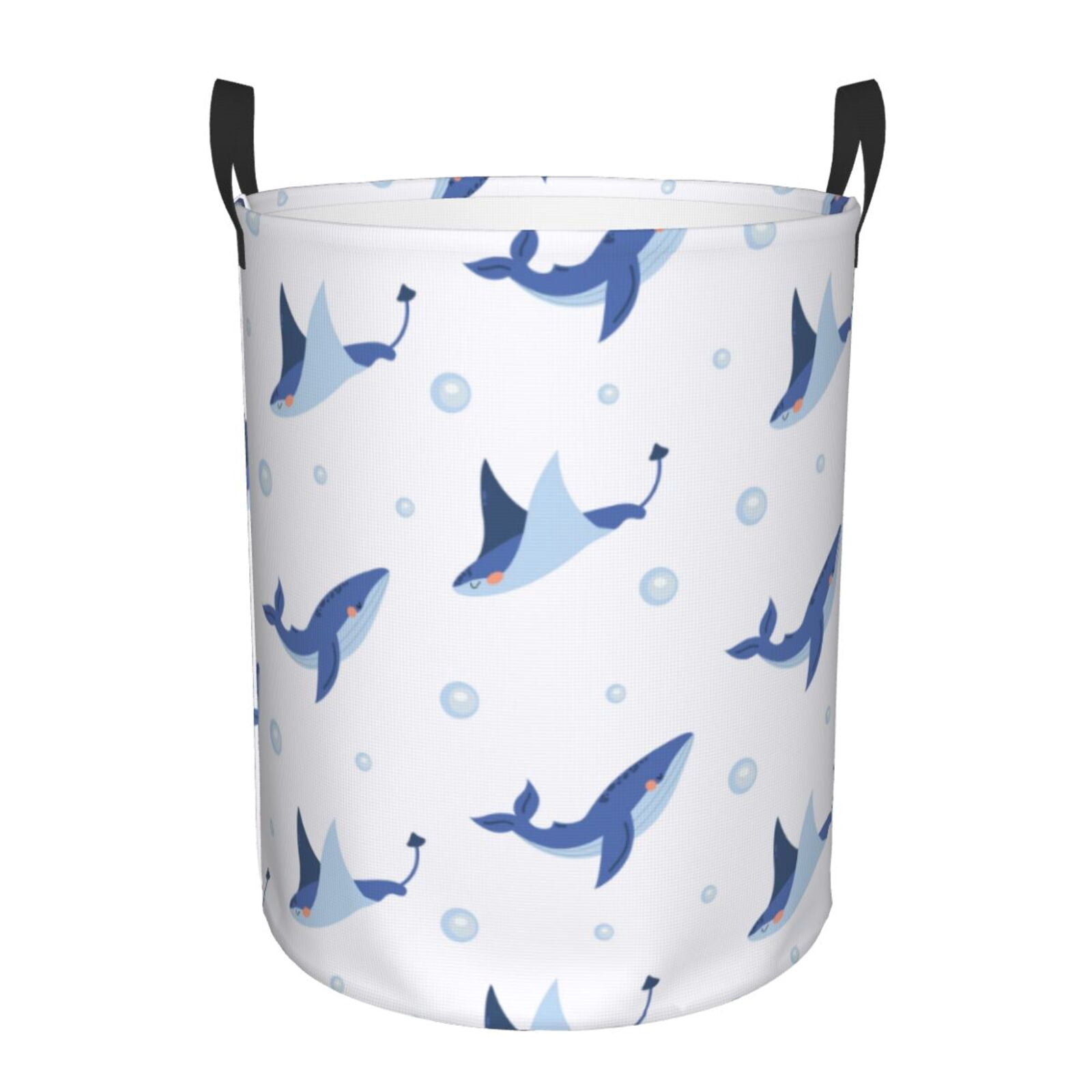 Large Laundry Basket with Handles - cute whales stingrays bubbles Baby ...