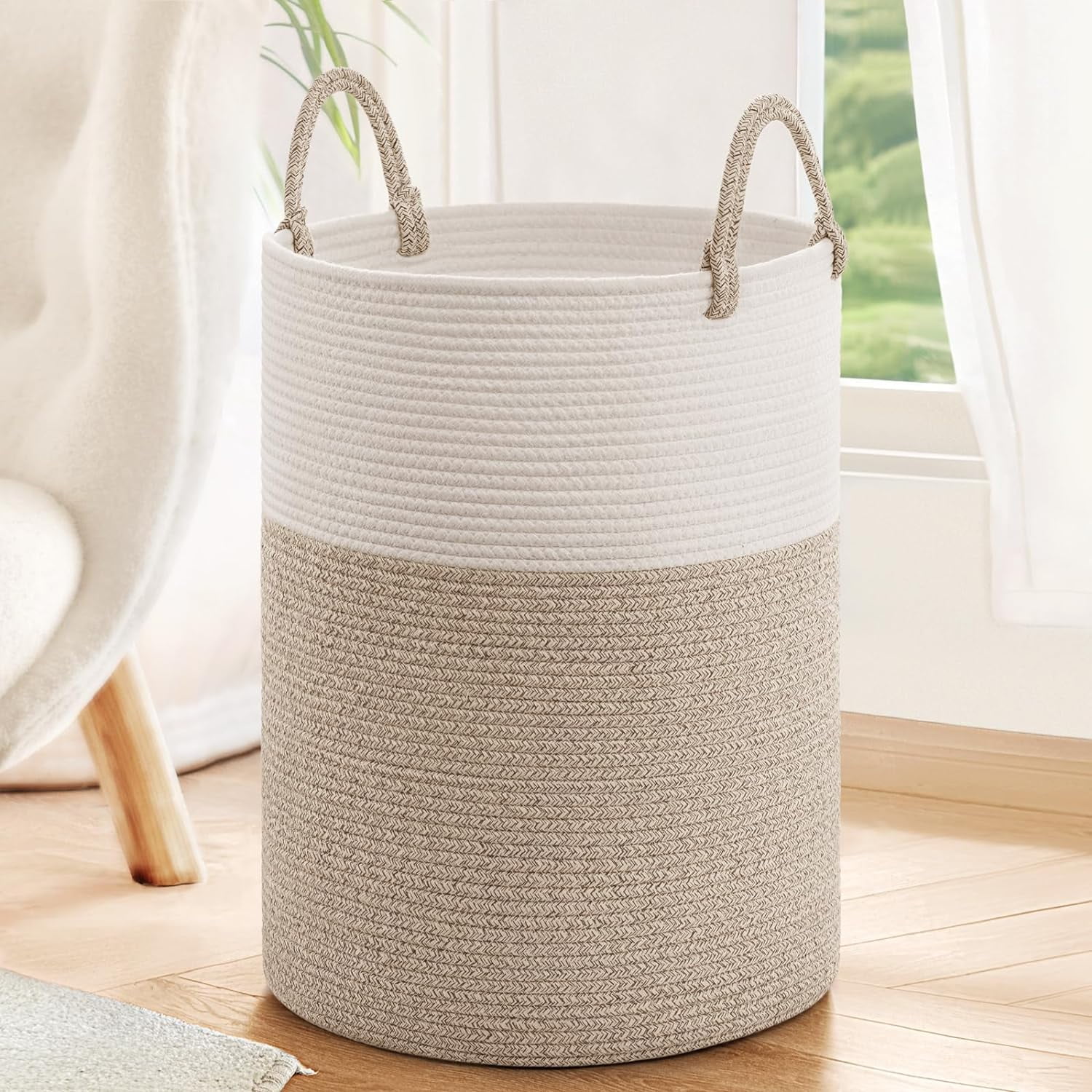 QCQHDU, Large Laundry Hamper, 58L, Tall in Bedroom with Handles ...