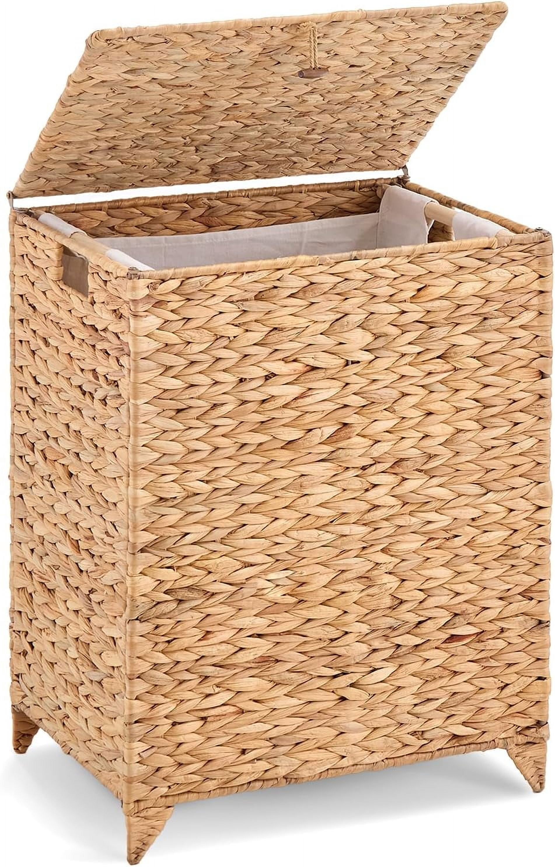 Large Laundry Hamper with Lid, Handwoven Hyacinth Rattan Clothes Hamper ...