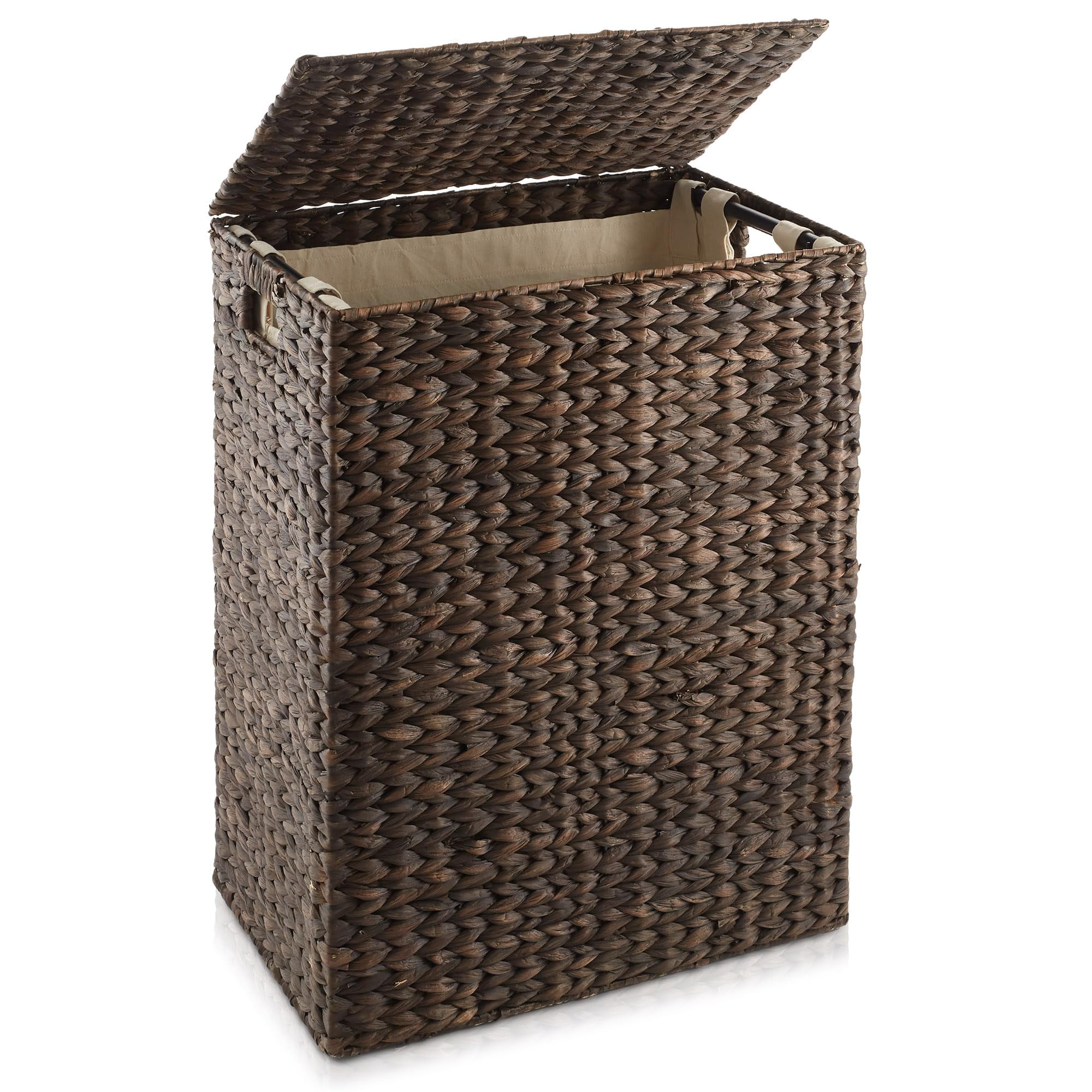 Large Laundry Hamper with Lid and Removable Liner Bag - Espresso, Woven ...