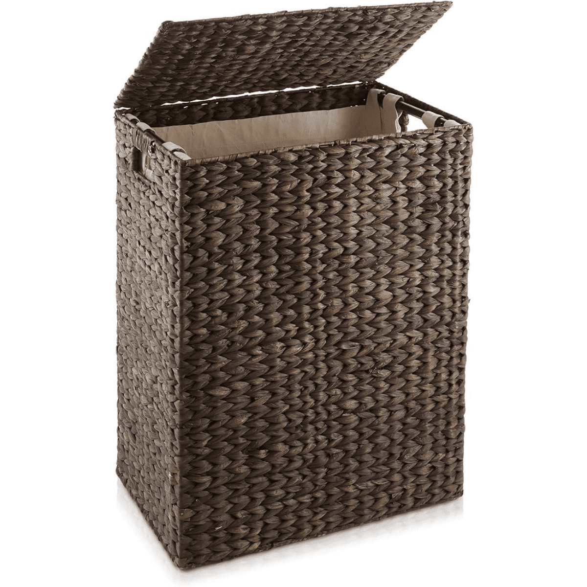 Large Laundry Hamper with Lid and Removable Liner Bag - Espresso, Woven ...
