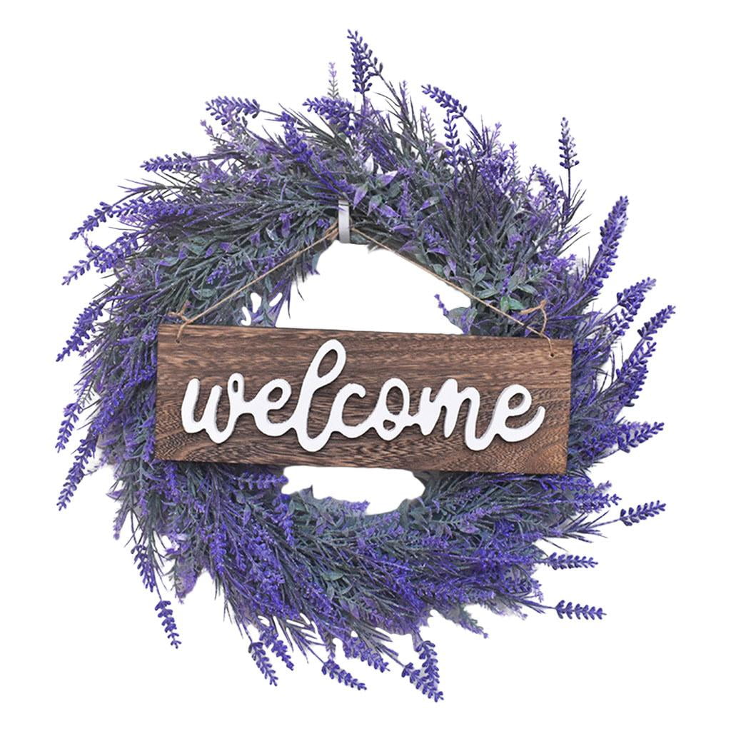 Large Lavender Wreath Flower Welcome Sign Garland Wall Decor - Walmart.com