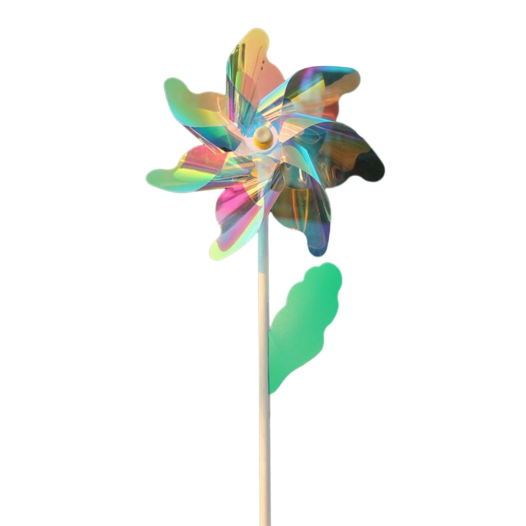 Large Lawn Decoration Wind Spinner Reflective Pinwheels with Stakes Eye ...