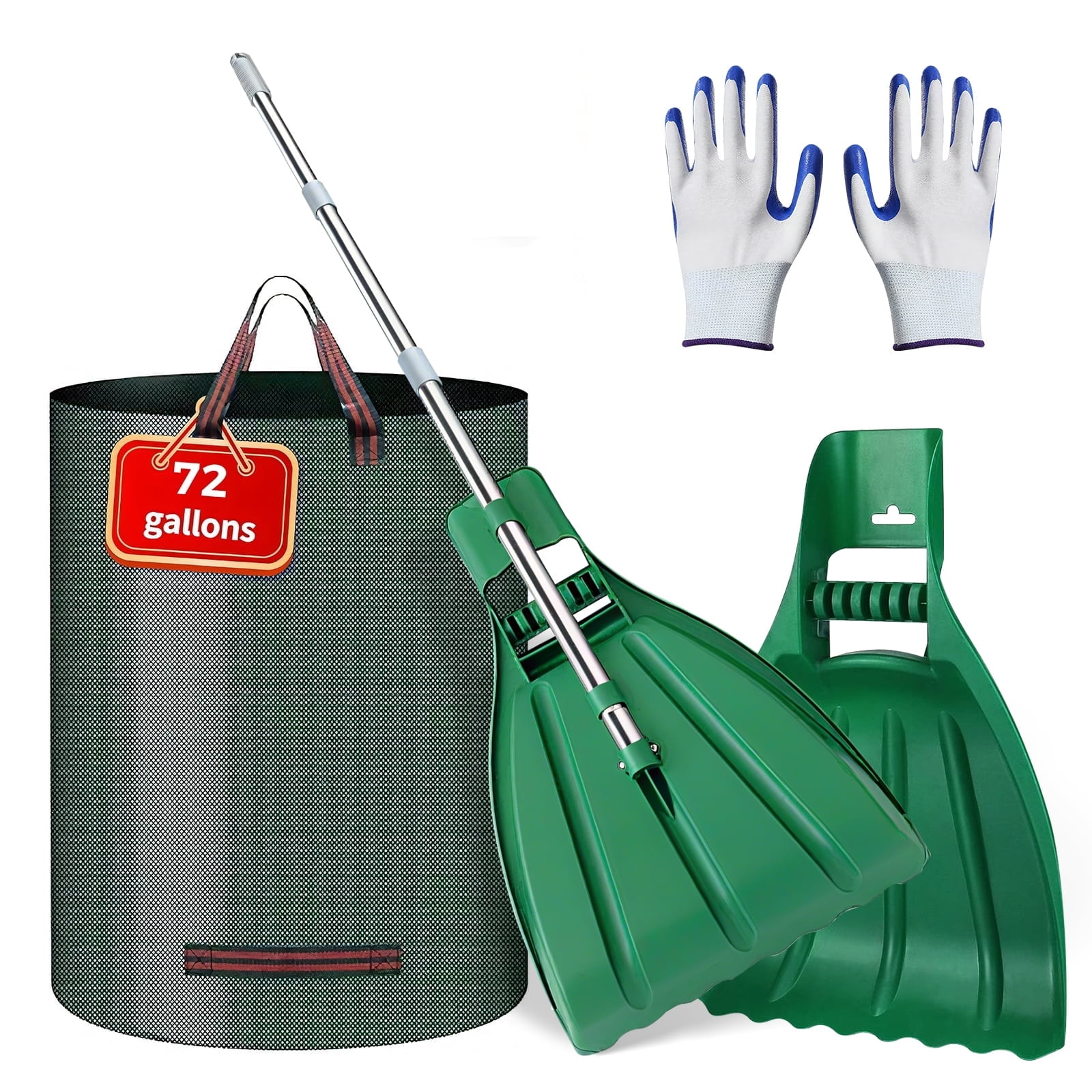 Large Leaf Scoop and Hand Rake Claw Set, Comes with 72 Gallon Garden ...