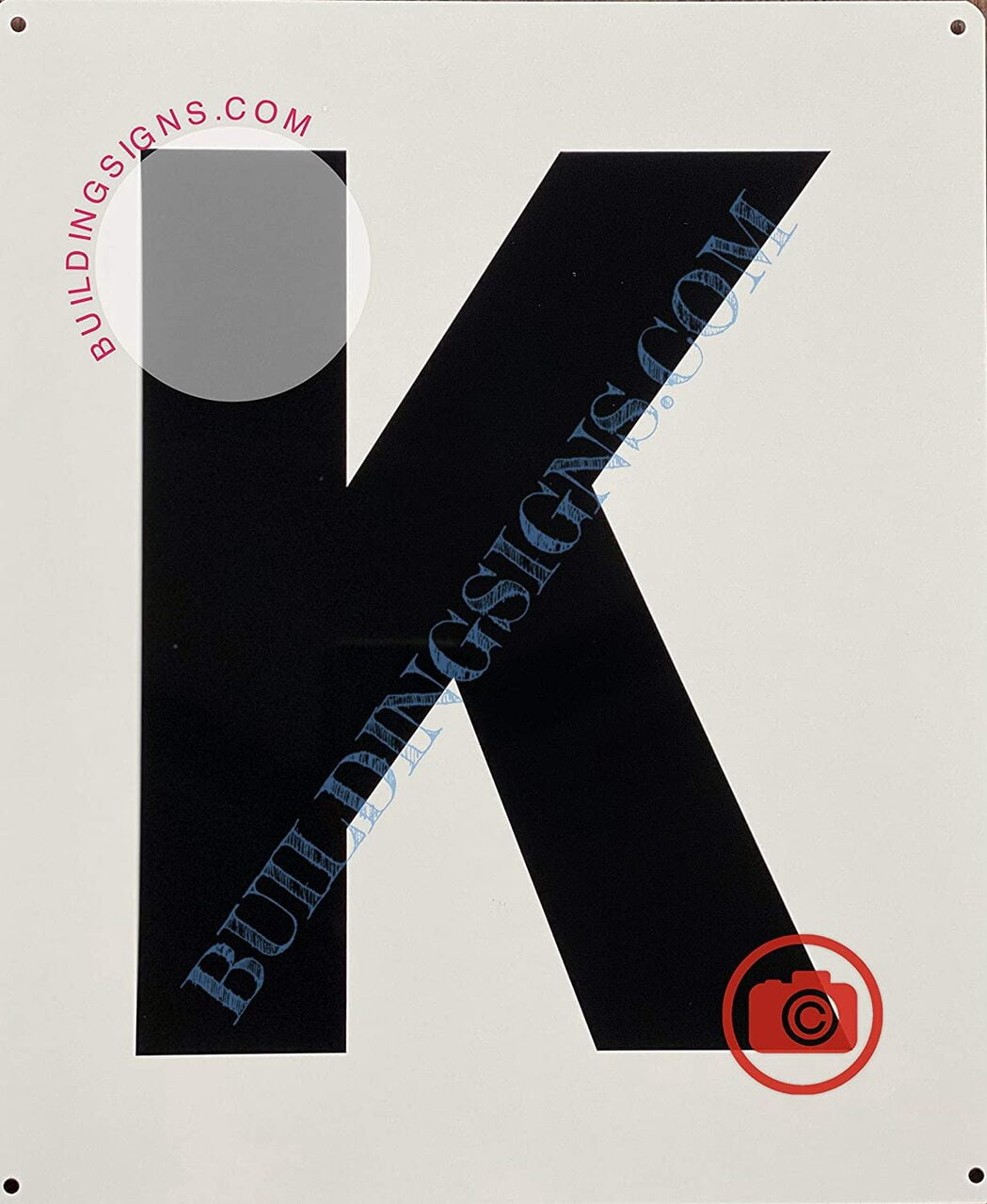 Large Letter K -Metal Sign - Parking LOT Sign (White,Aluminium,10X12 ...