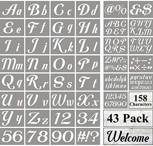 Large Letter Stencils for Painting on Wood - 43 Pack Alphabet Letter ...