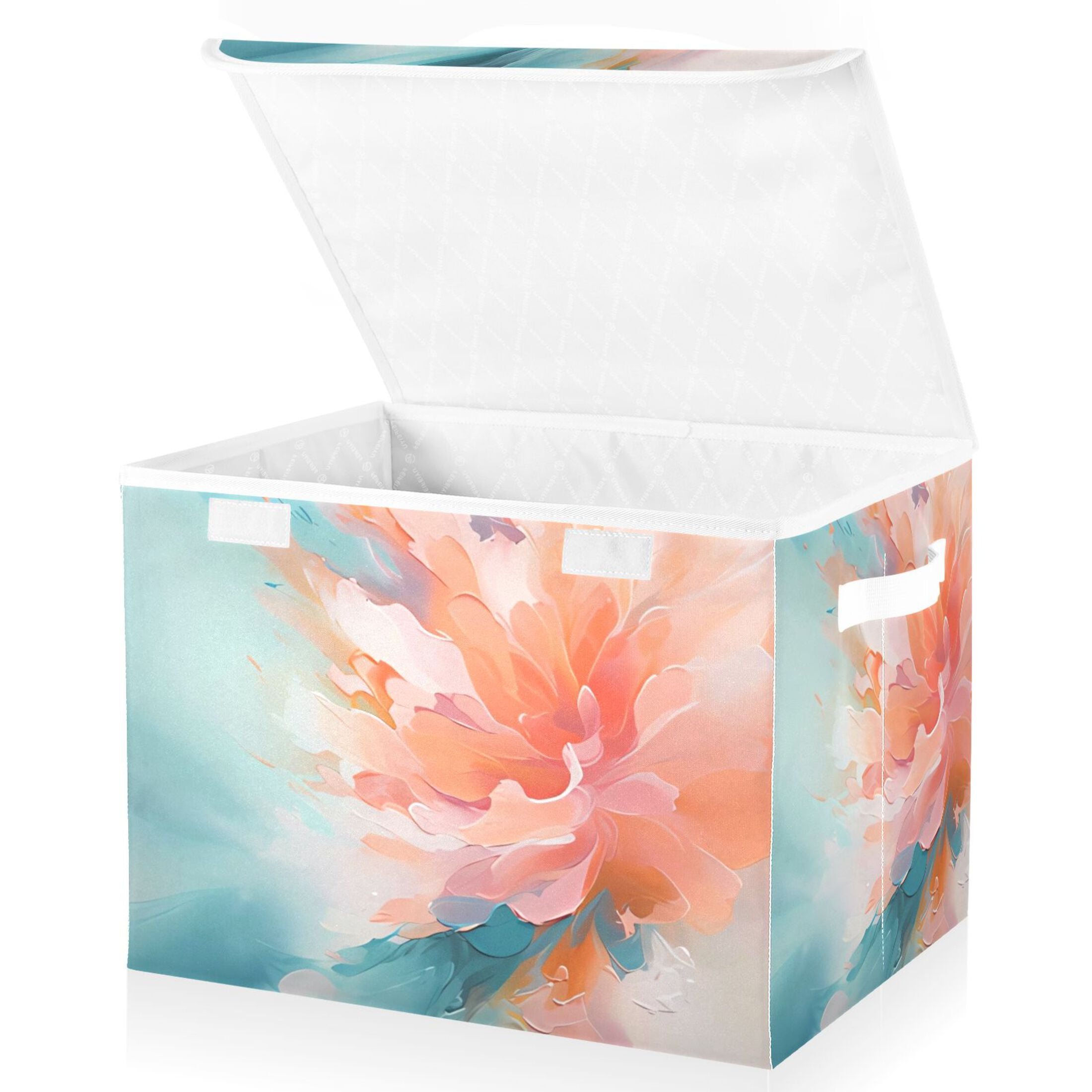 Large Lidded Bin Foldable Storage Baskets Abstract Pattern Boxes Cubes ...