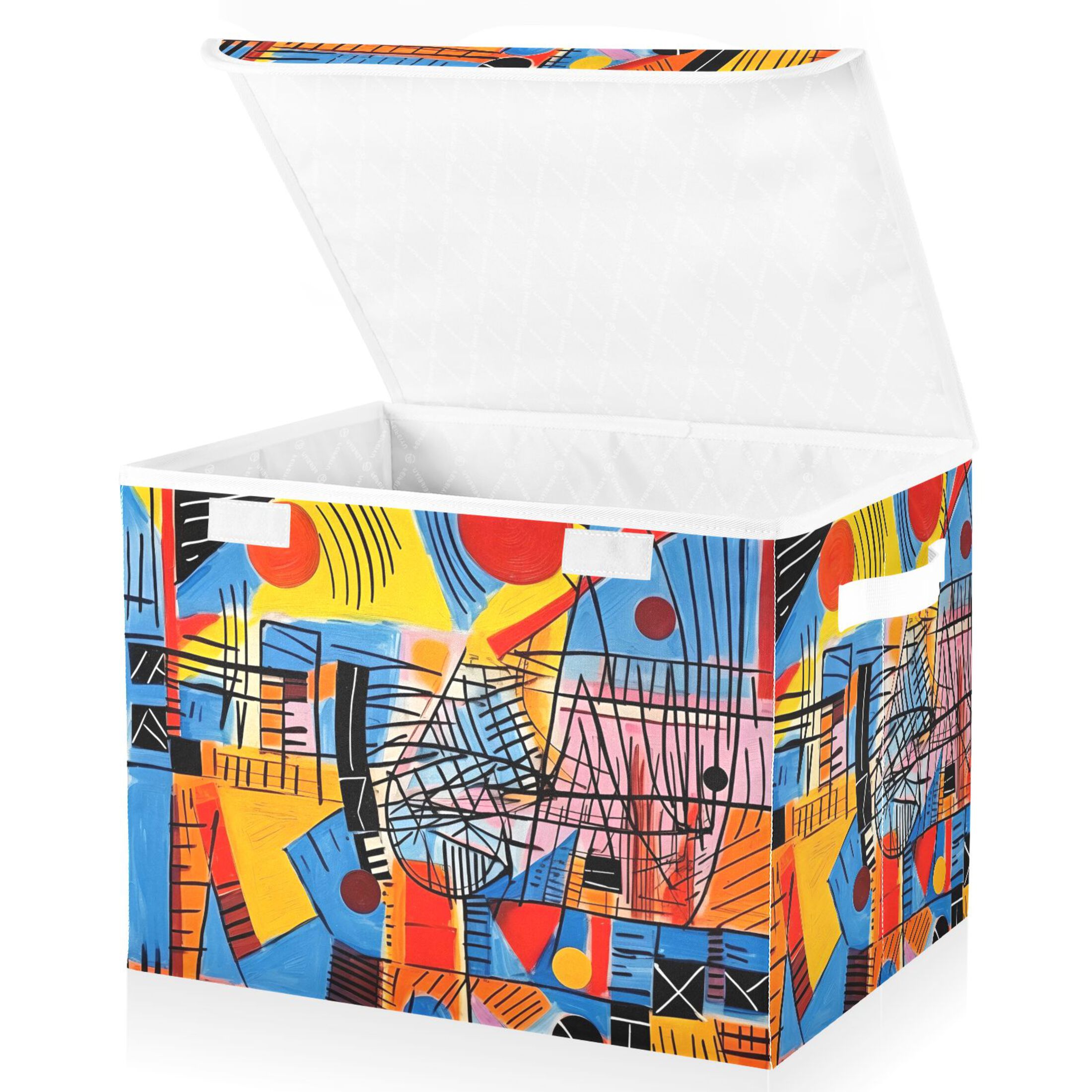 Large Lidded Bin Foldable Storage Baskets Abstract Print Boxes Cubes ...