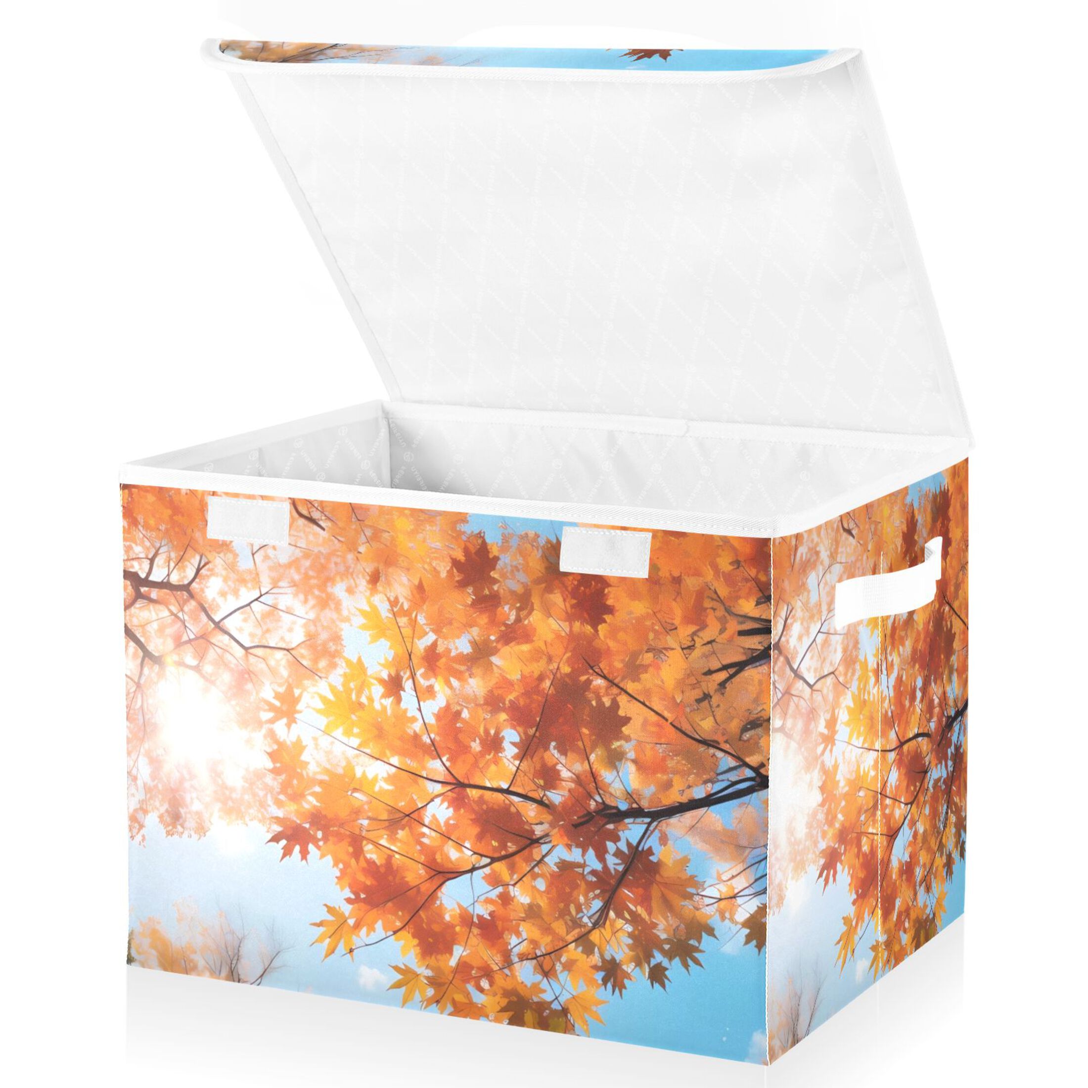Large Lidded Bin Foldable Storage Baskets Autumn Leaves Tree Boxes ...