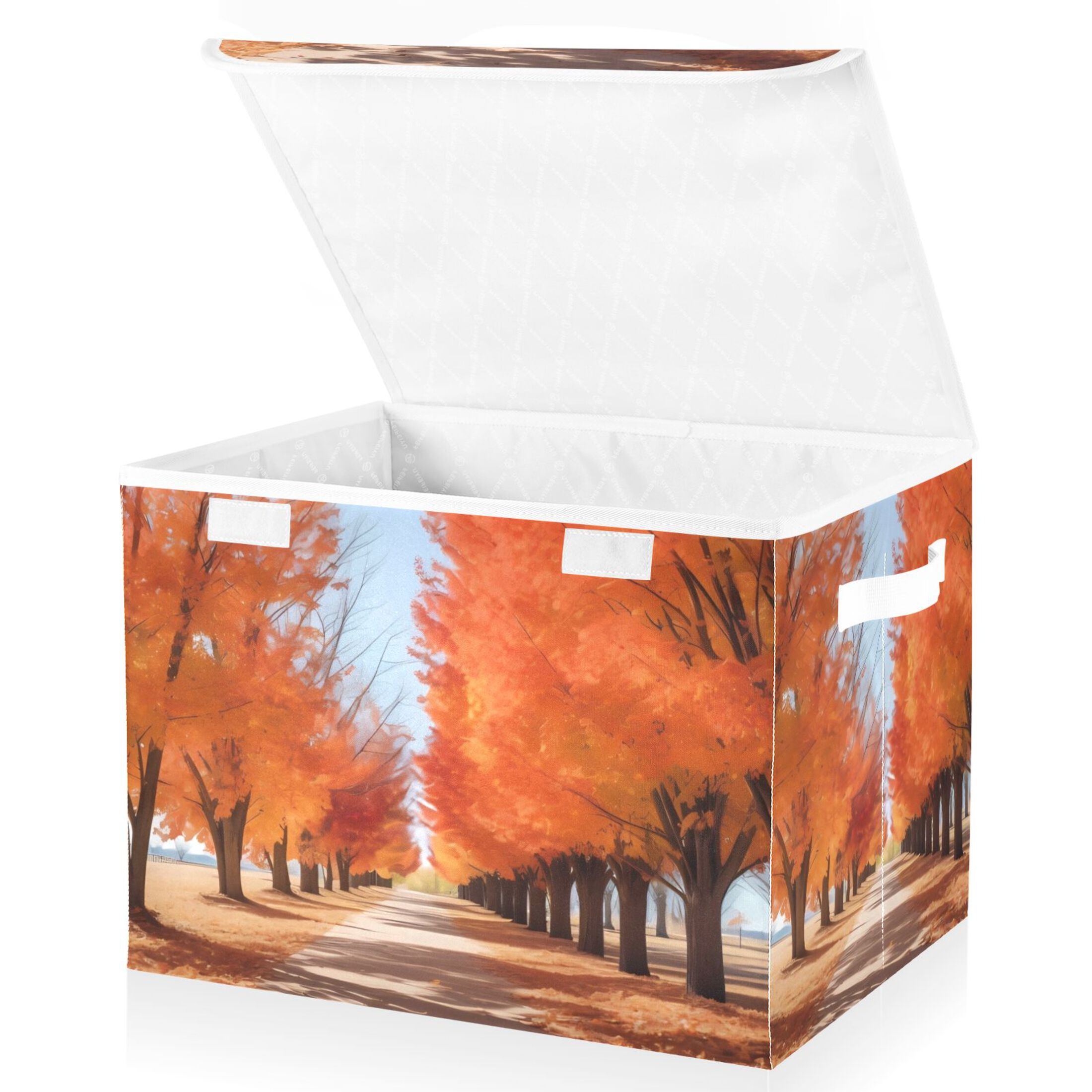 Large Lidded Bin Foldable Storage Baskets Autumn Trees Boxes Cubes Lids ...