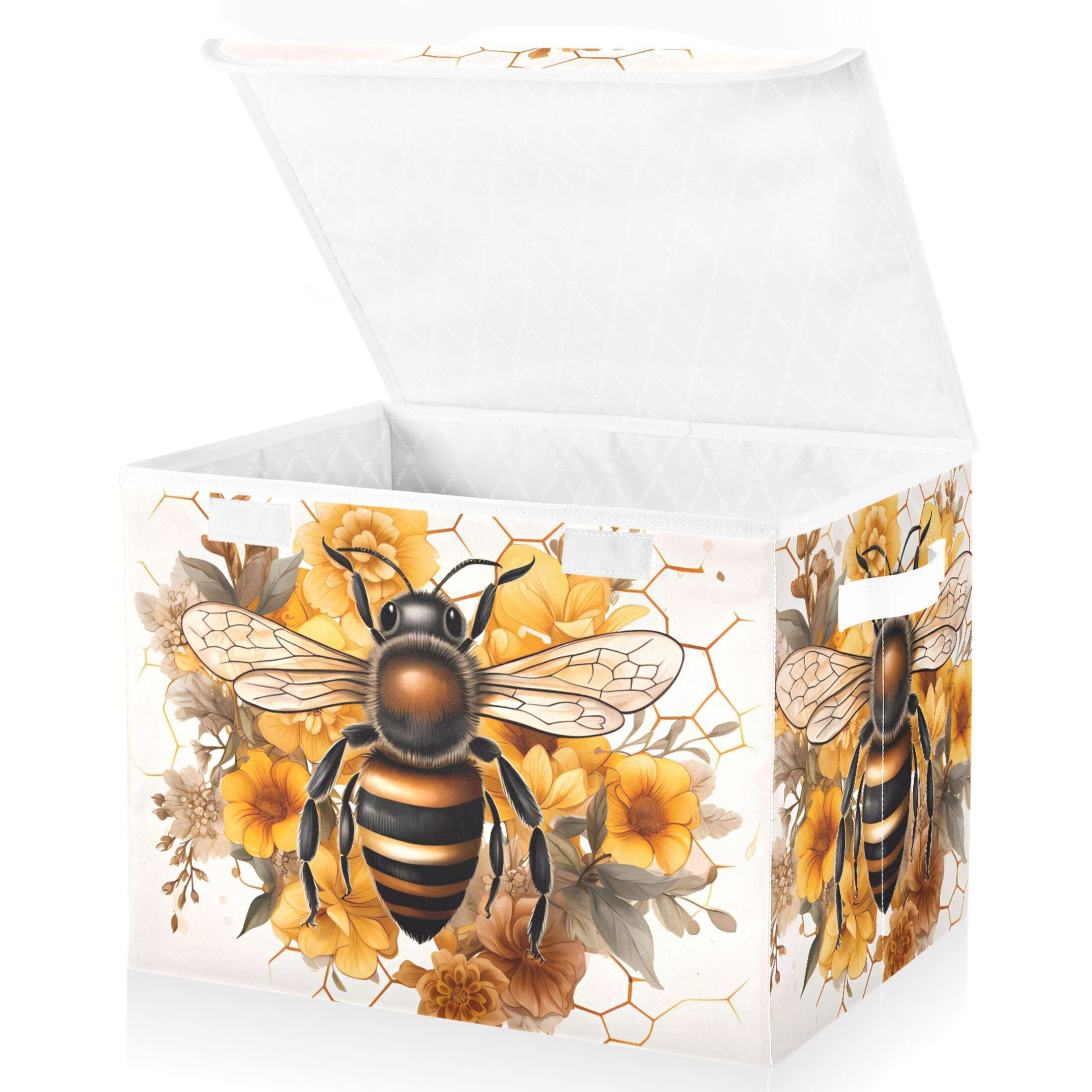 Large Lidded Bin Foldable Storage Baskets Bee with Honey Boxes Cubes ...