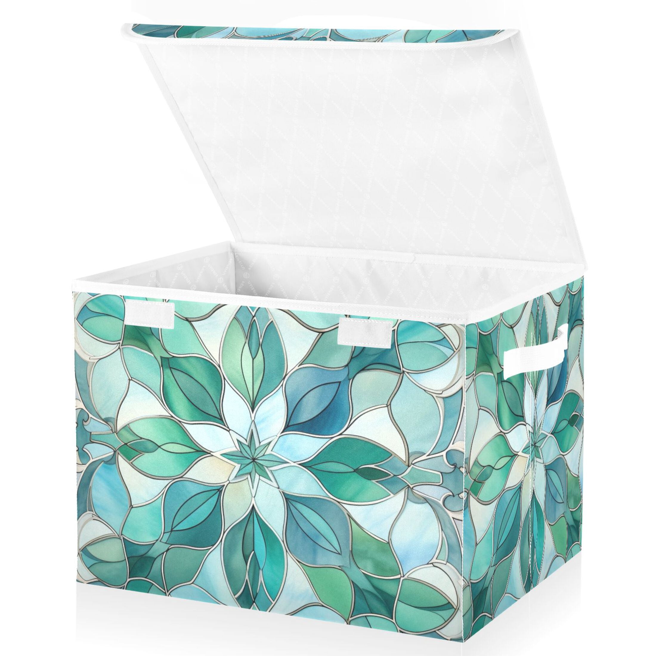 Large Lidded Bin Foldable Storage Baskets Bohomia Green Print Boxes ...