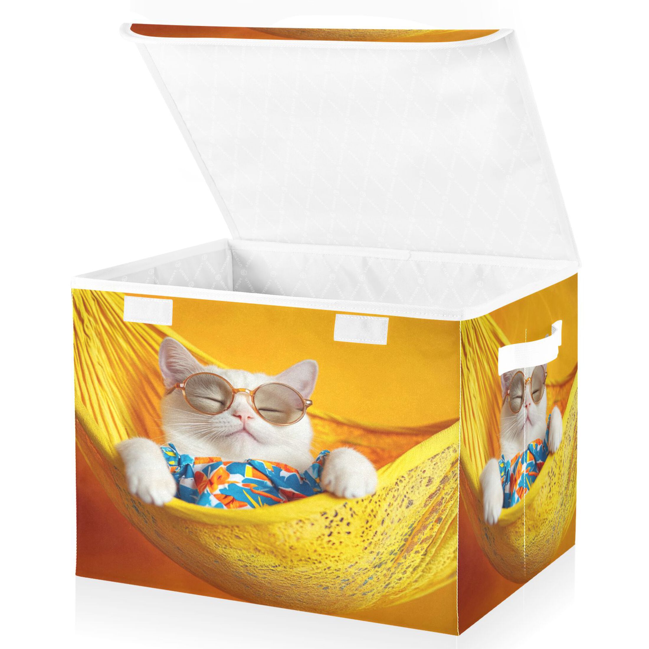 Large Lidded Bin Foldable Storage Baskets Boxes Cubes Lids with 2 ...