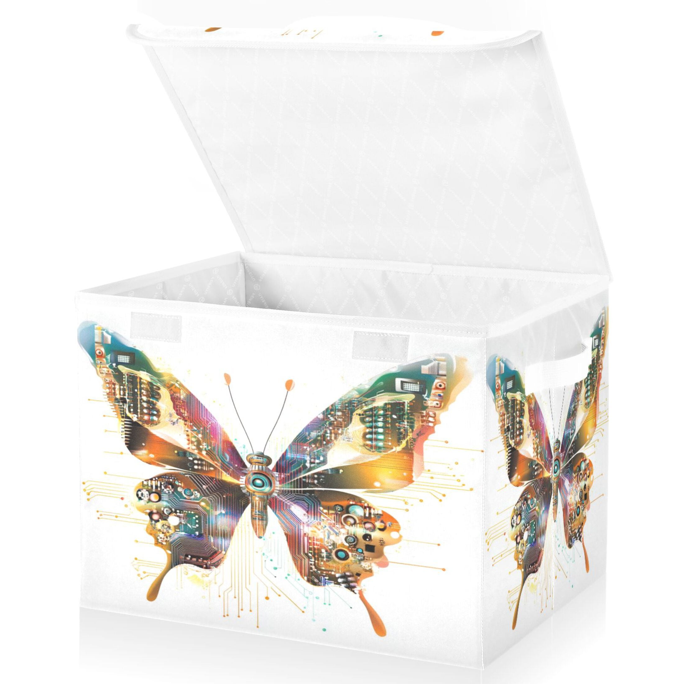 Large Lidded Bin Foldable Storage Baskets Boxes Cubes Lids with 2 ...