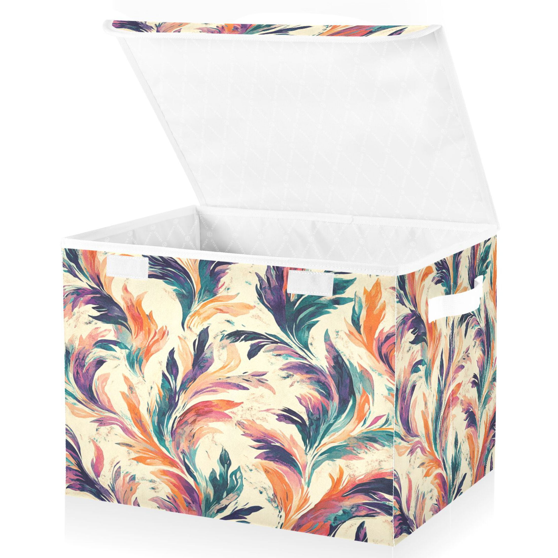 Large Lidded Bin Foldable Storage Baskets Boxes Cubes Lids with 2 ...