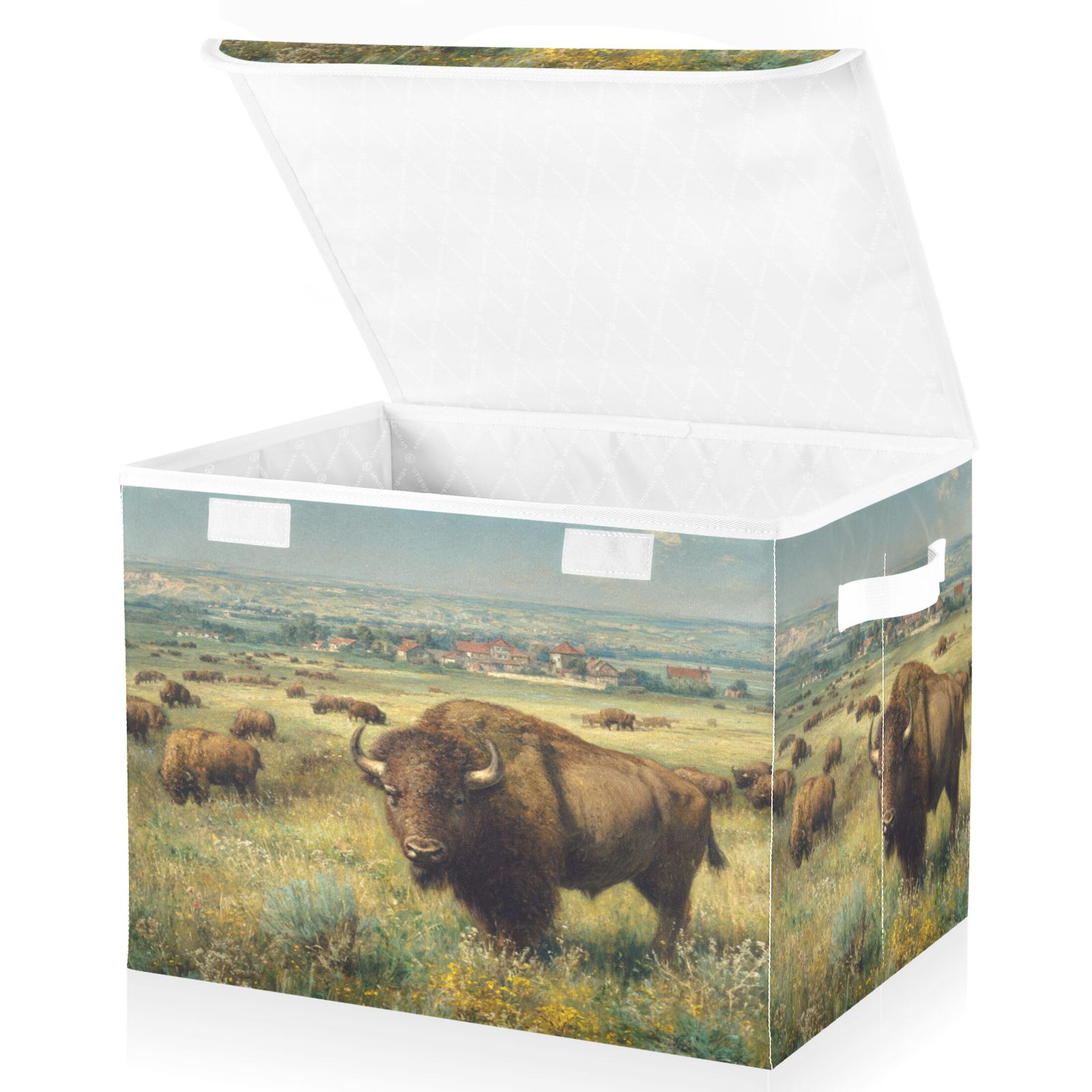 Large Lidded Bin Foldable Storage Baskets Boxes Cubes Lids with 2 ...
