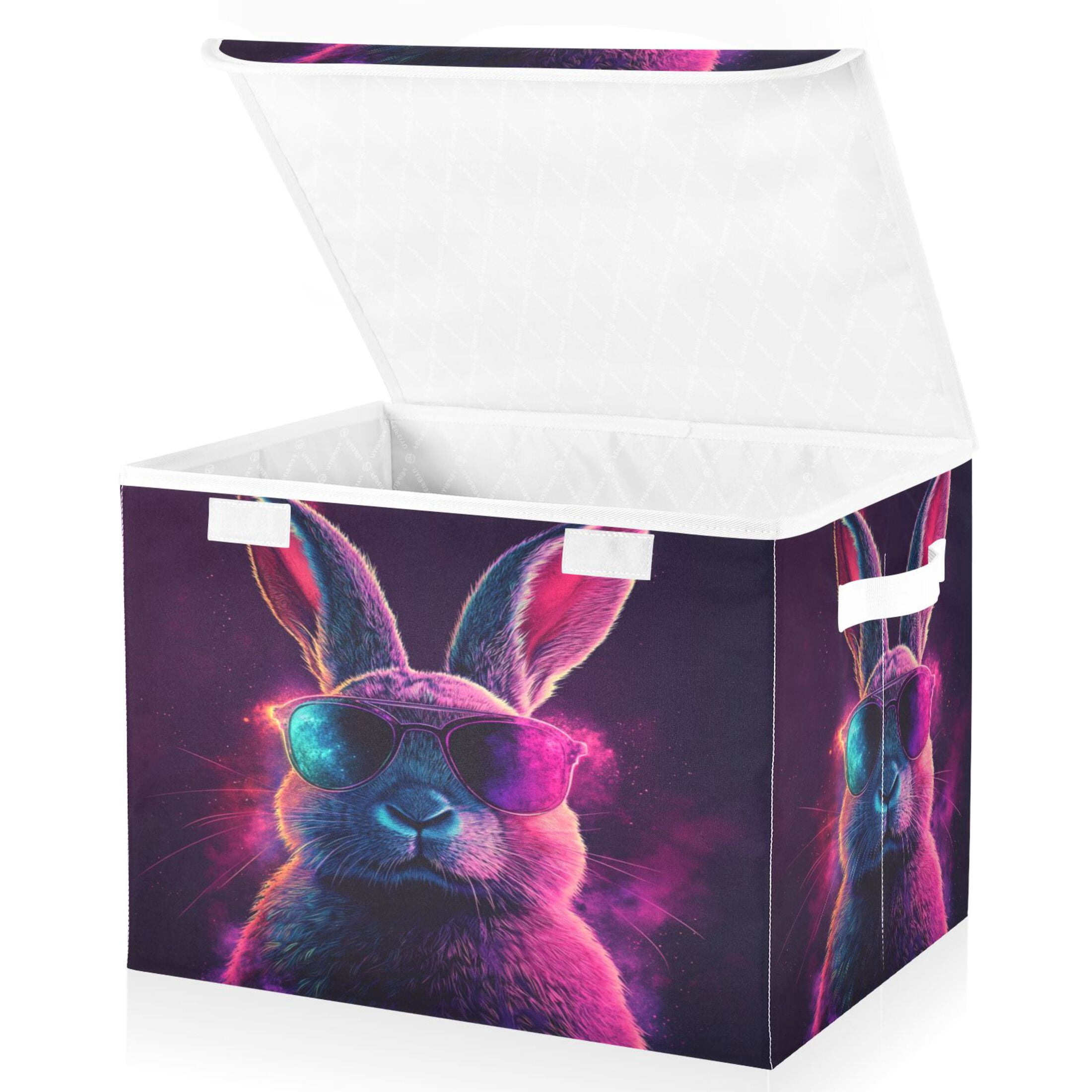 Large Lidded Bin Foldable Storage Baskets Boxes Cubes Lids with 2 ...