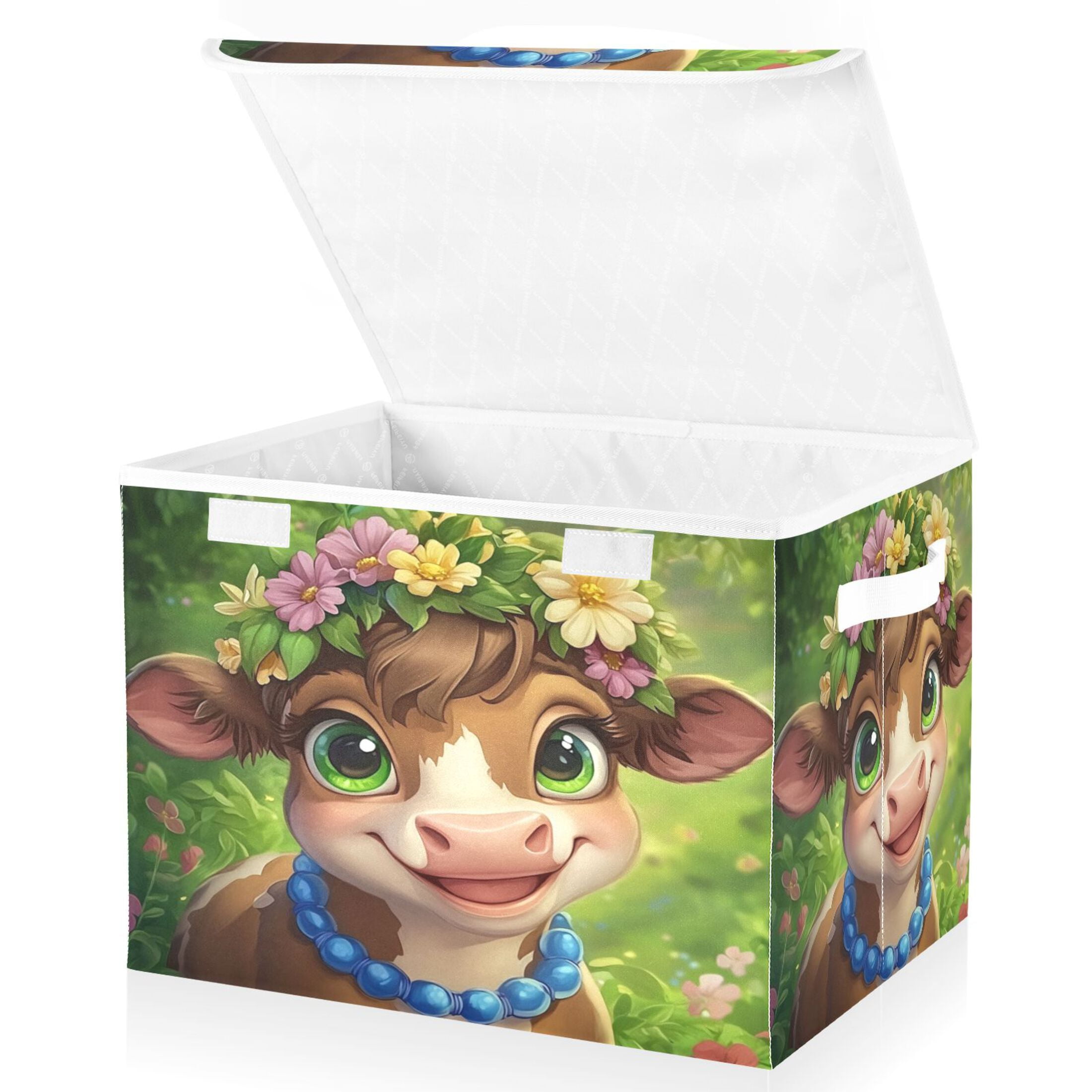 Large Lidded Bin Foldable Storage Baskets Boxes Cubes Lids with 2 ...