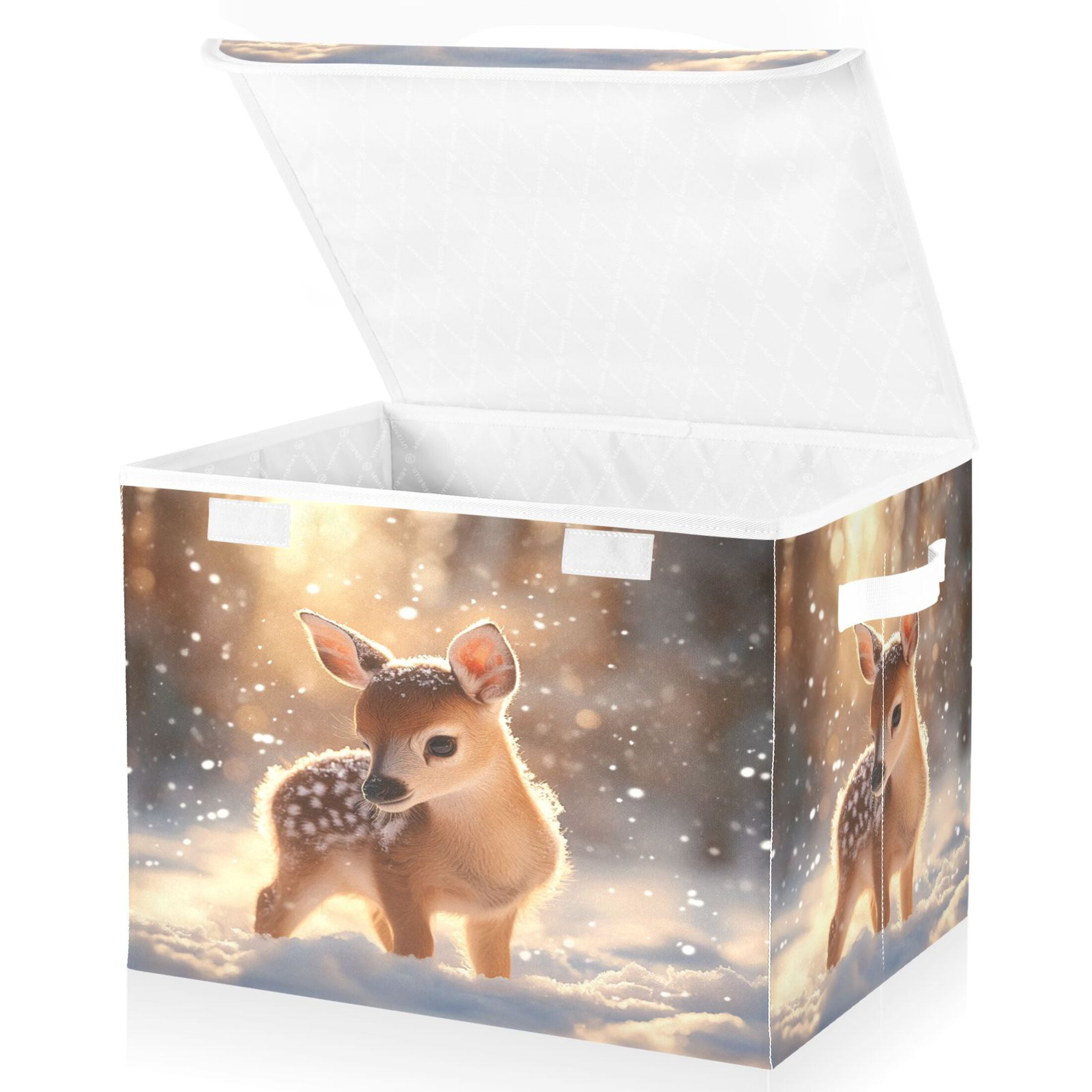 Large Lidded Bin Foldable Storage Baskets Boxes Cubes Lids with 2 ...