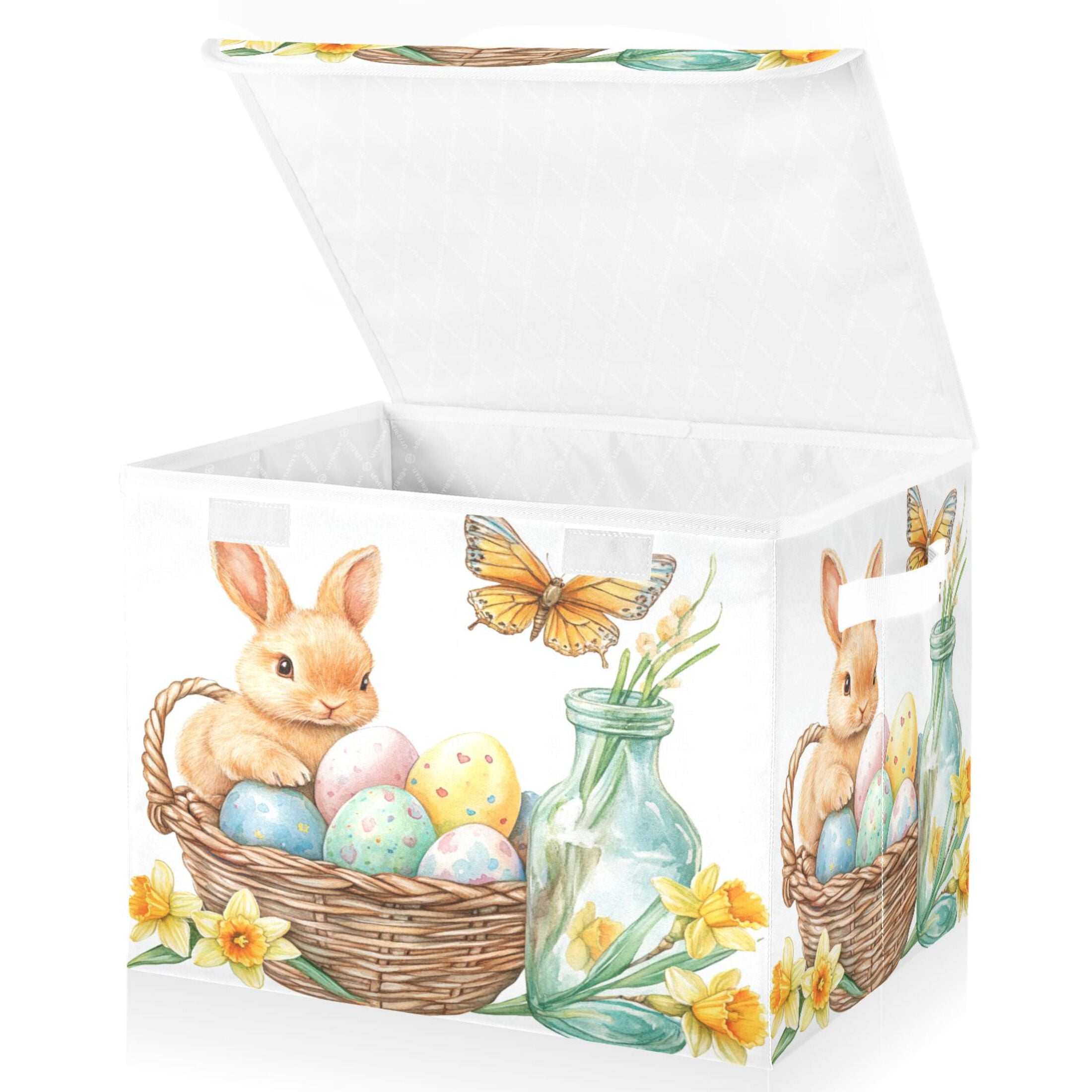 Large Lidded Bin Foldable Storage Baskets Boxes Cubes Lids with 2 ...