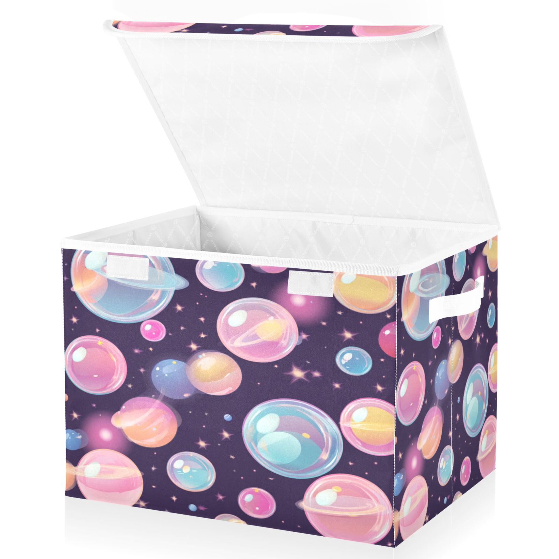 Large Lidded Bin Foldable Storage Baskets Boxes Cubes Lids with 2 ...