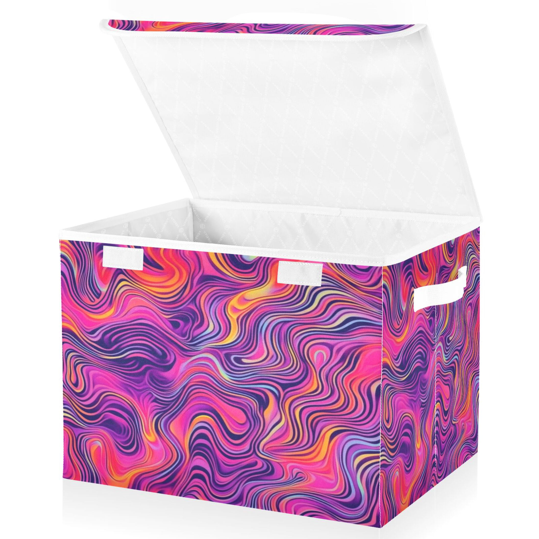 Large Lidded Bin Foldable Storage Baskets Boxes Cubes Lids with 2 ...