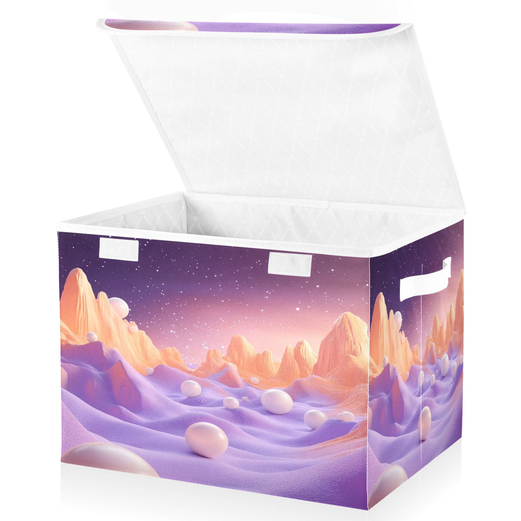 Large Lidded Bin Foldable Storage Baskets Boxes Cubes Lids with 2 ...