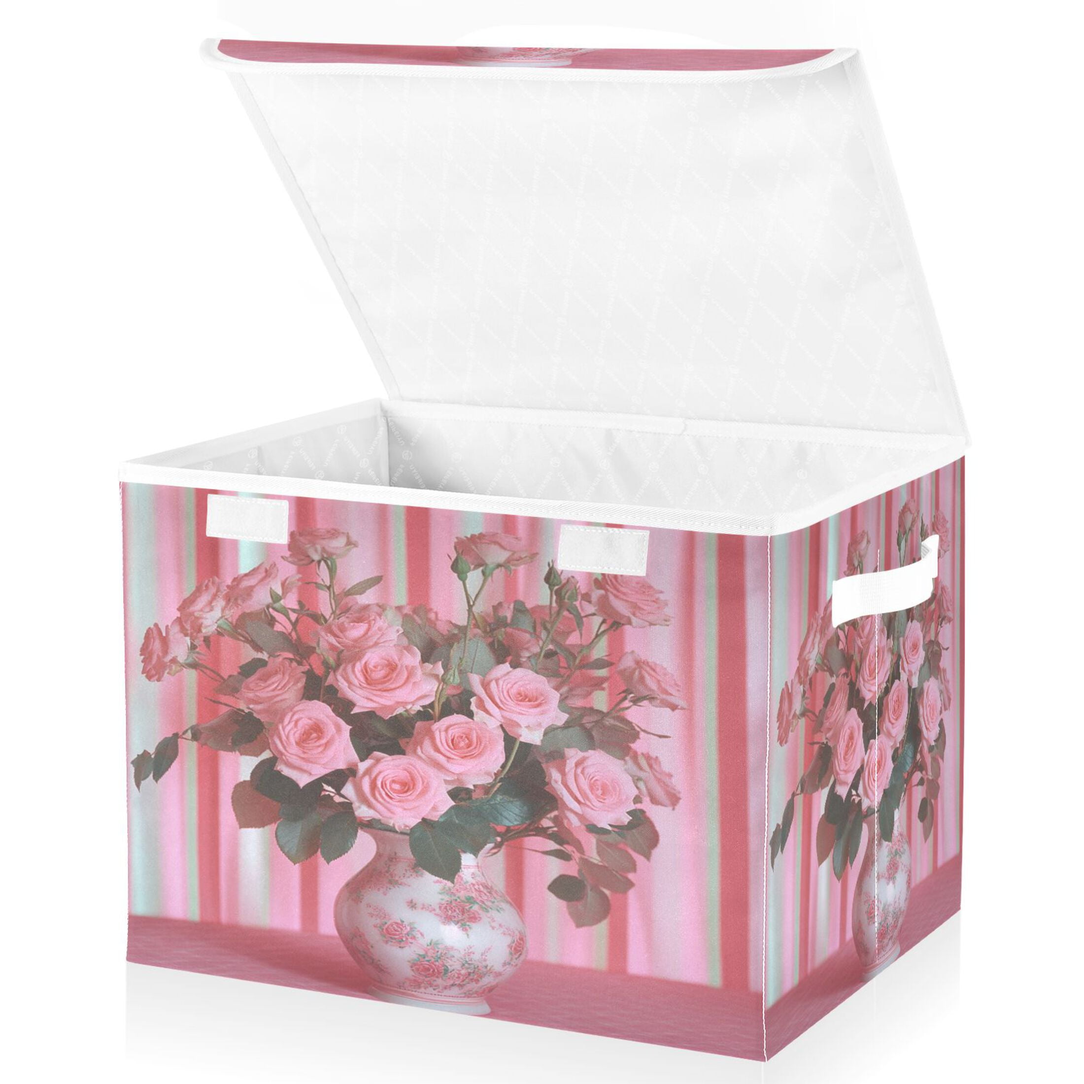 Large Lidded Bin Foldable Storage Baskets Boxes Cubes Lids with 2 ...